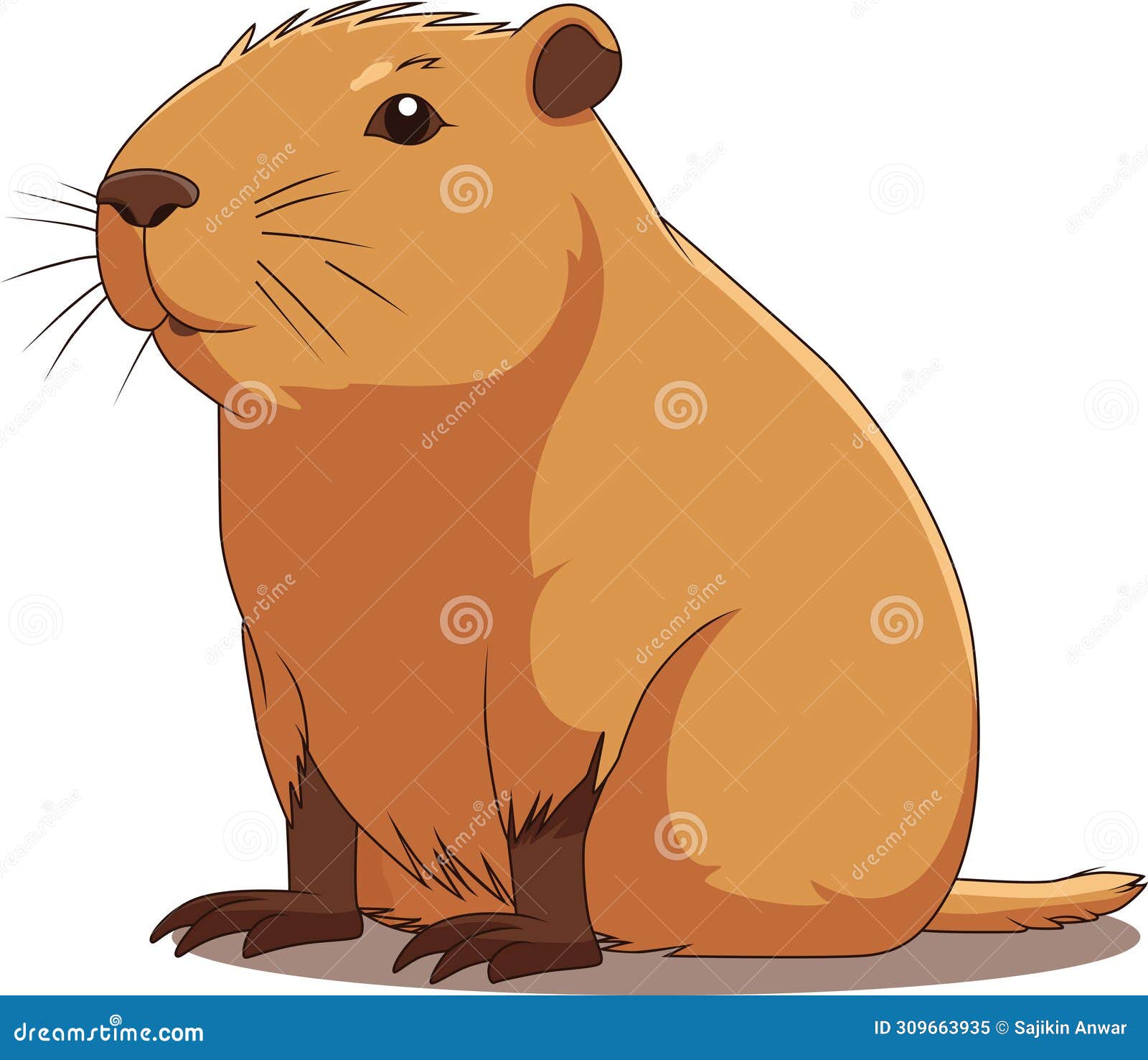 Cute Capybara Cartoon stock vector. Illustration of happy - 309663935