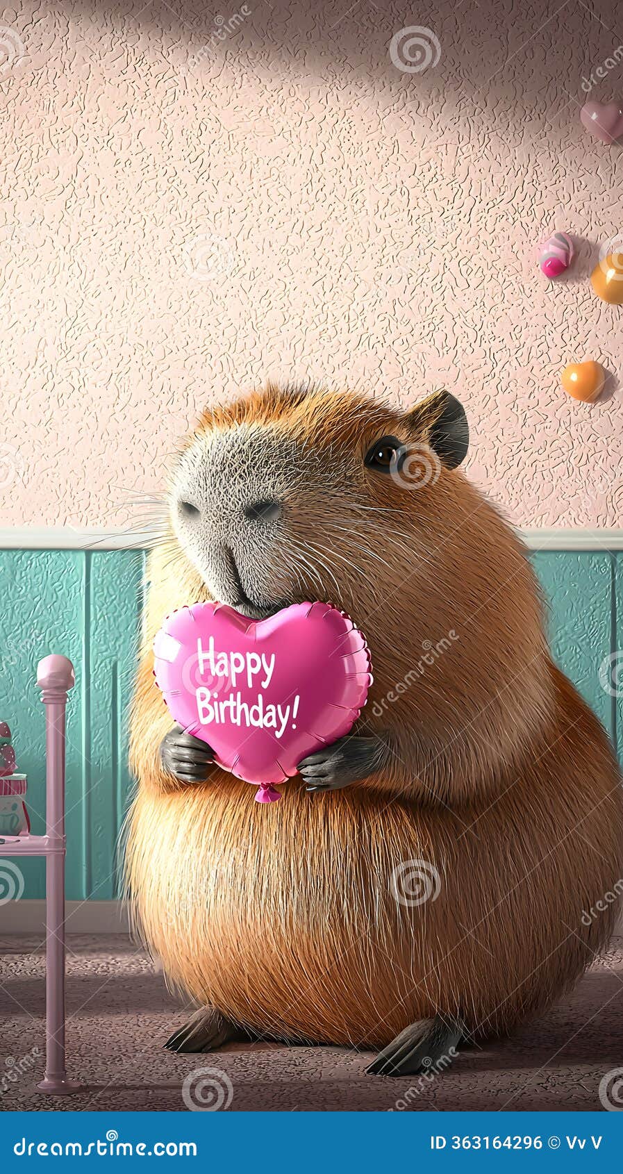 Cute Capybara Celebrating a Birthday Stock Illustration - Illustration ...