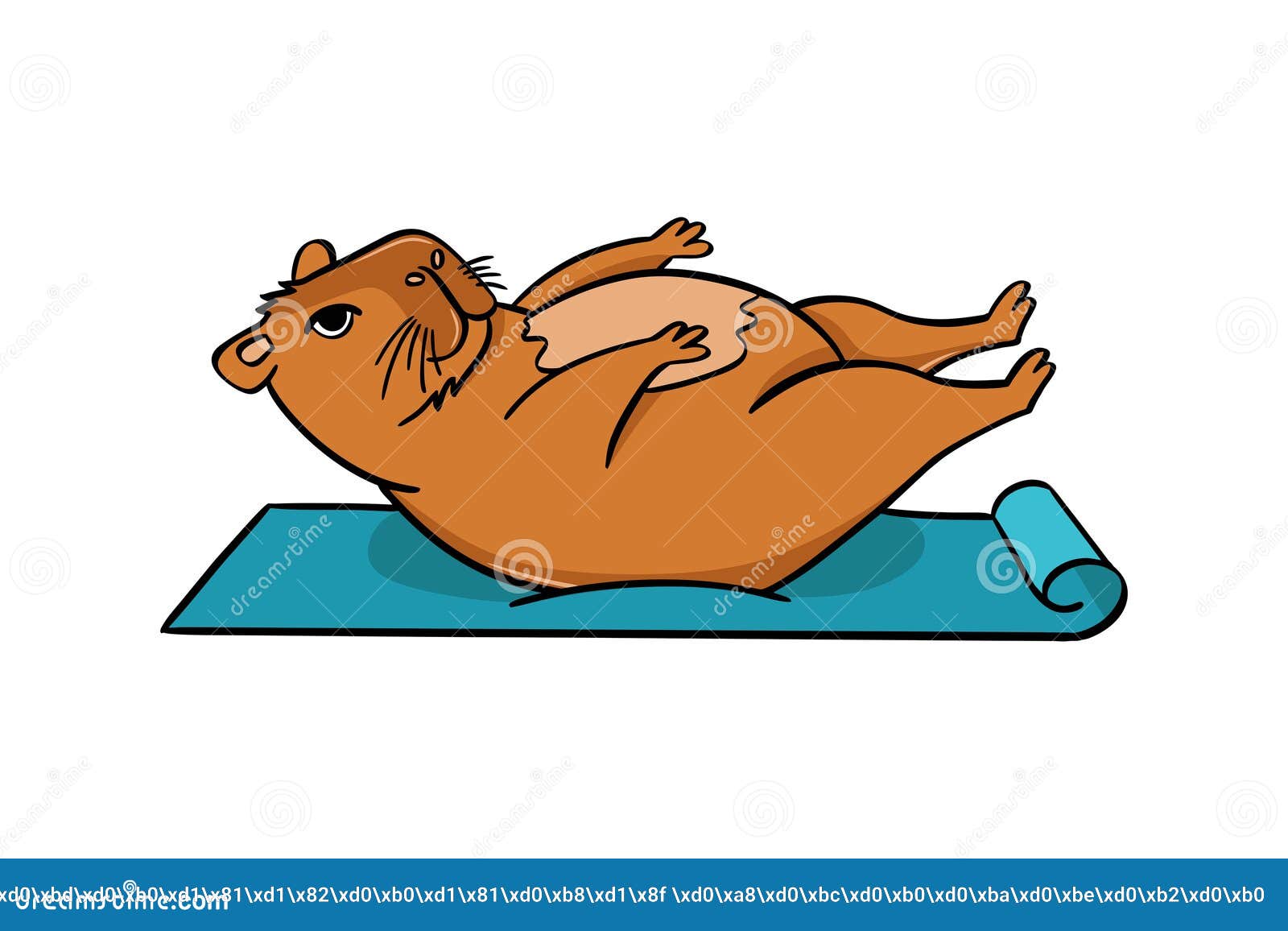 A Cute Capybara Does Yoga on a Mat. Vector Illustration Flat Style ...