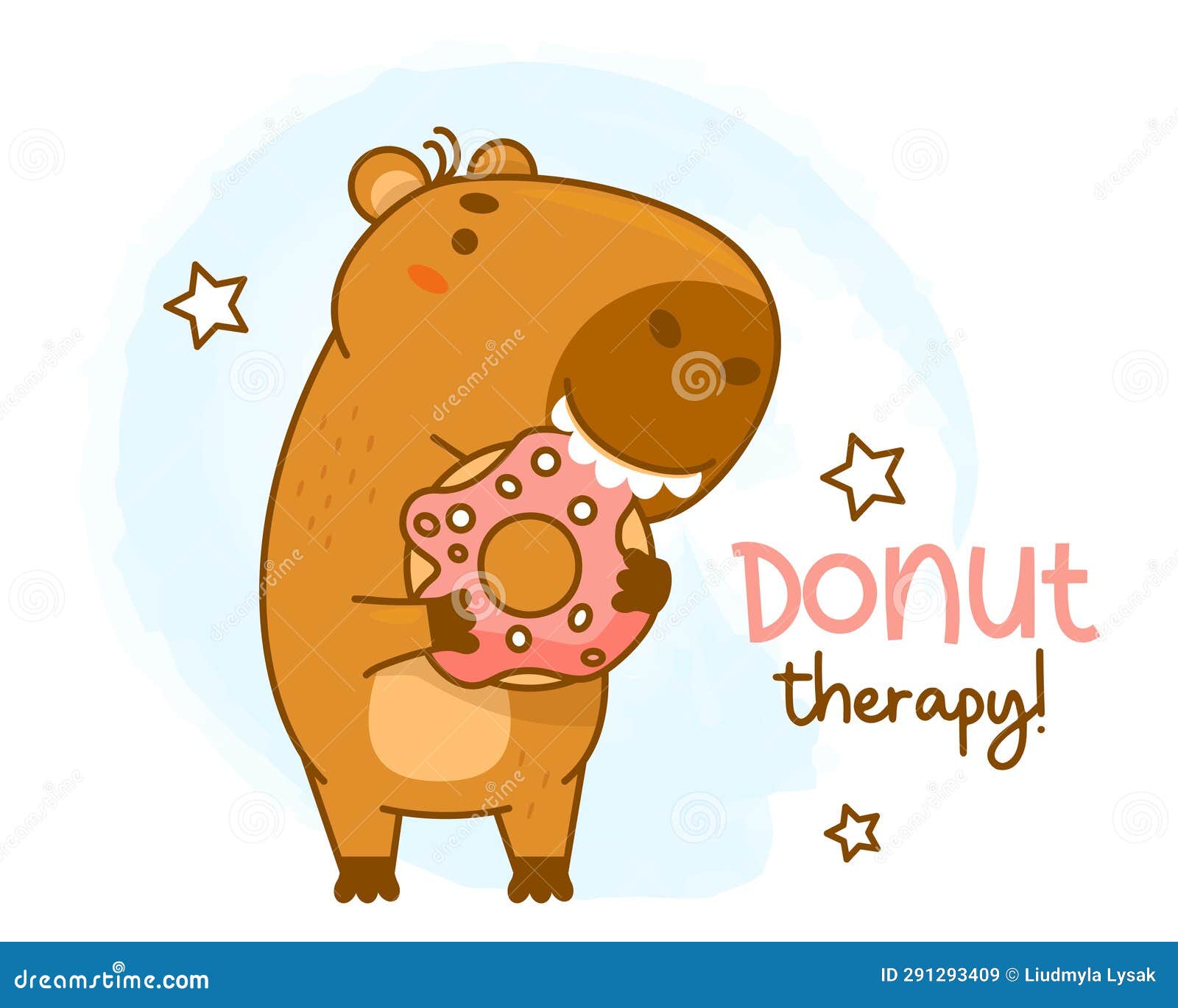 Cute Capybara Eating Donut. Vector Illustration Stock Vector ...