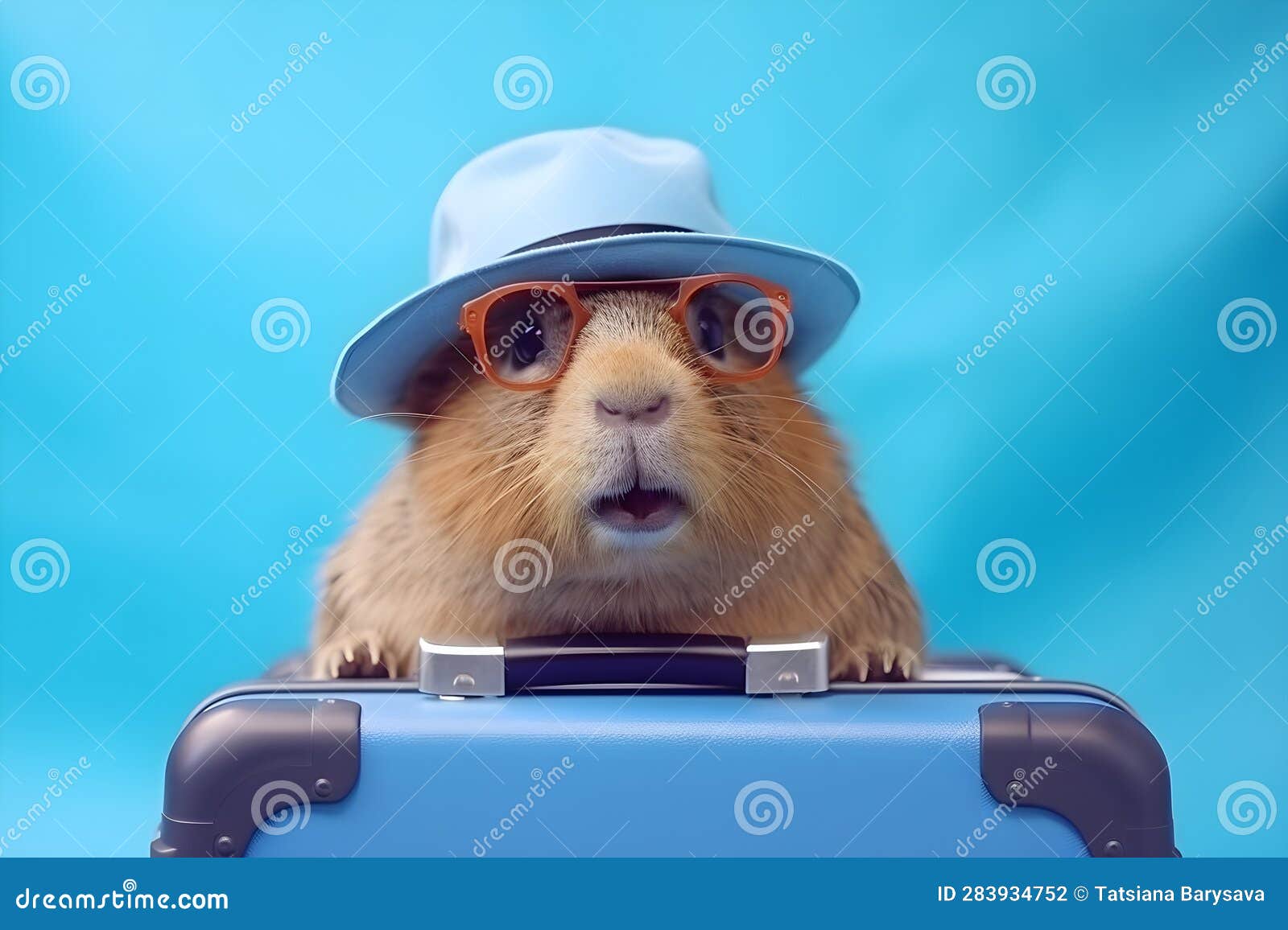 Capybara Go To Travel On Holiday With Her Baby Capybara Cute Cartoon ...