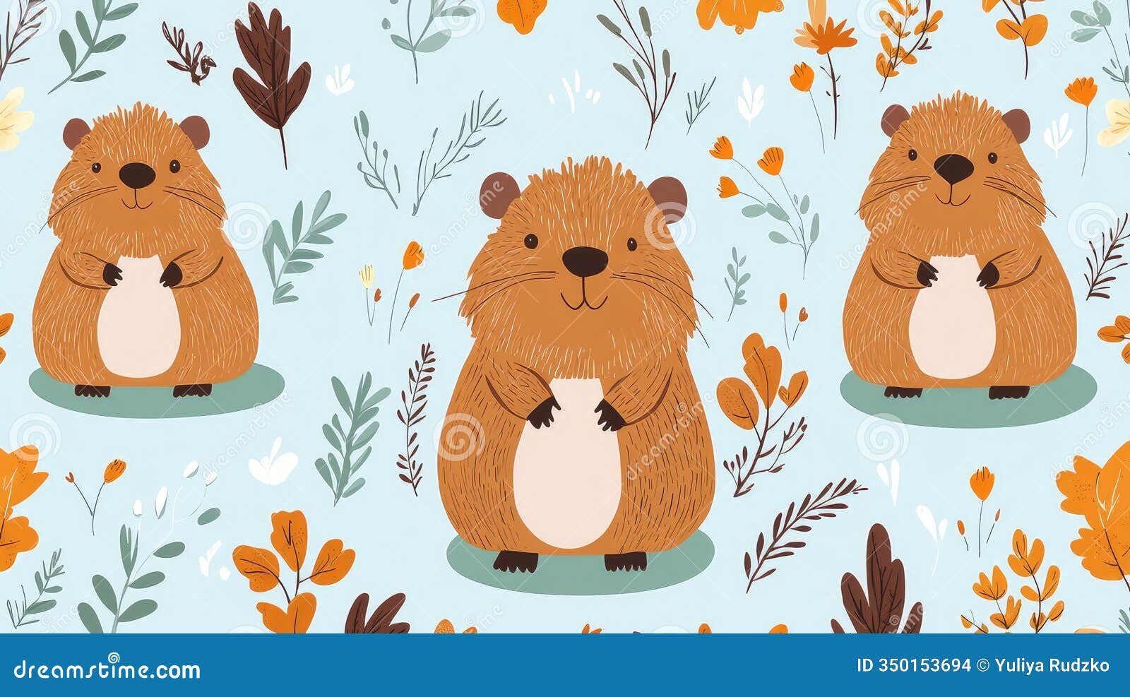 Cute Capybara Seamless Pattern: High-Resolution Wrapping Paper Design ...