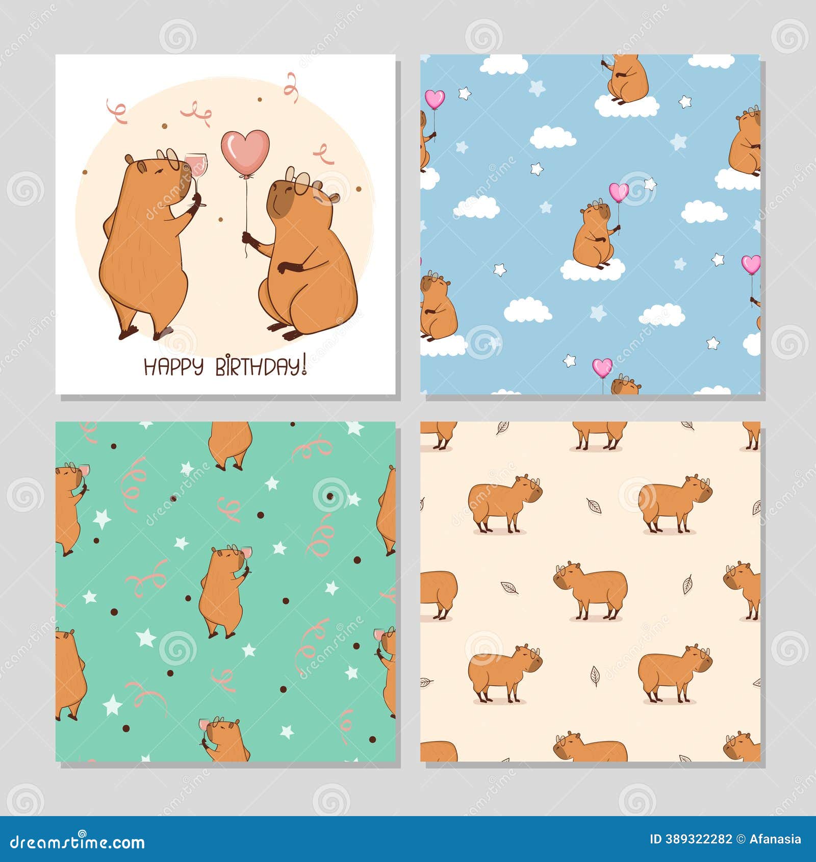 Cute Capybara Kid Character Cartoon Expressions Pack Collection In ...