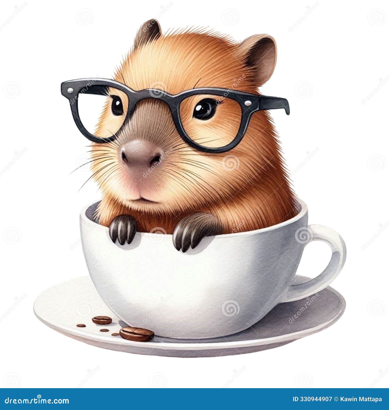 Cute Capybara Sitting in a Coffee Cup Stock Illustration - Illustration ...