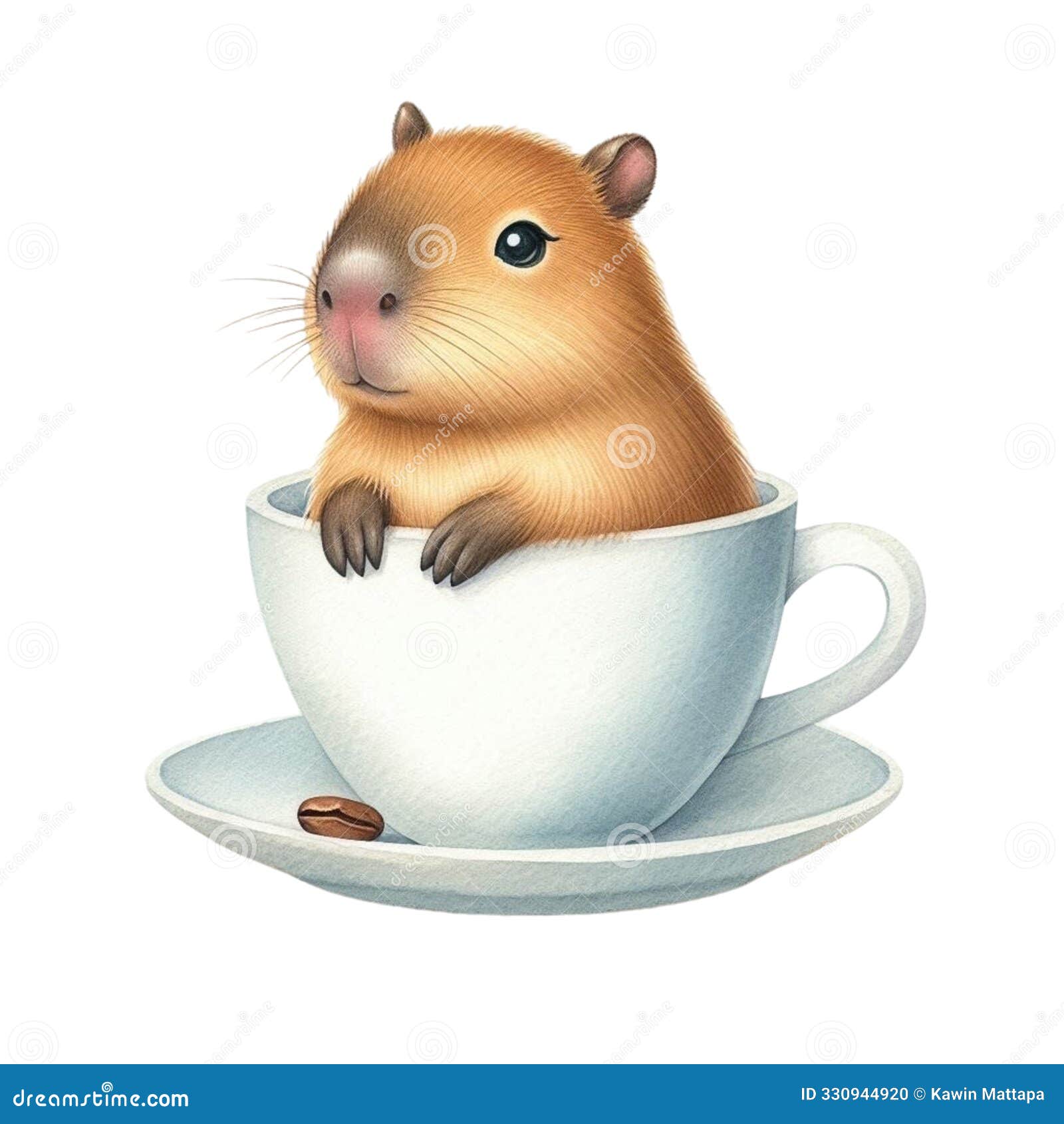 Cute Capybara Sitting in a Coffee Cup Stock Illustration - Illustration ...