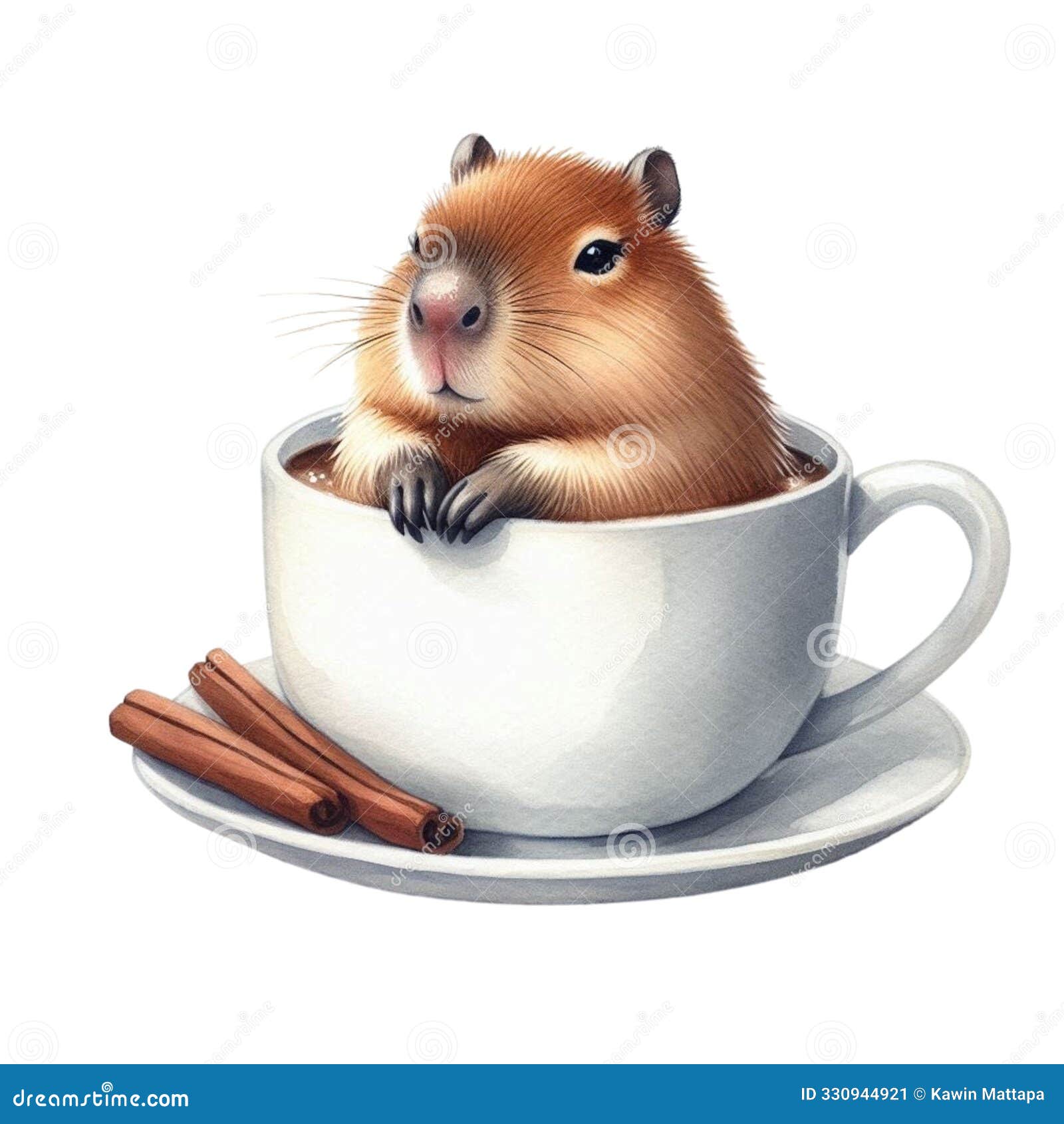 Cute Capybara Sitting in a Coffee Cup Stock Illustration - Illustration ...
