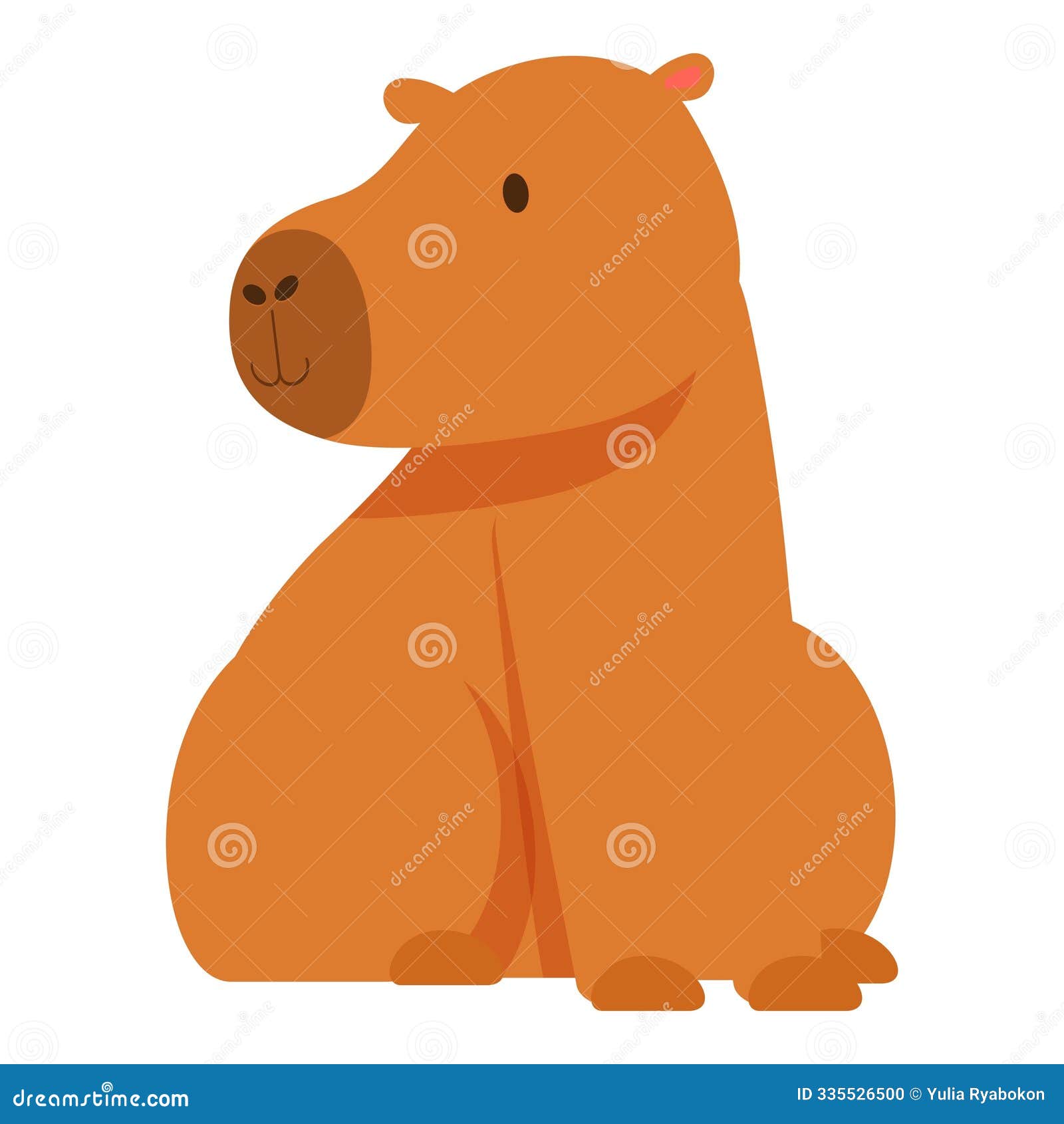 Cute Capybara Sitting And Looking Back Over Shoulder Vector ...