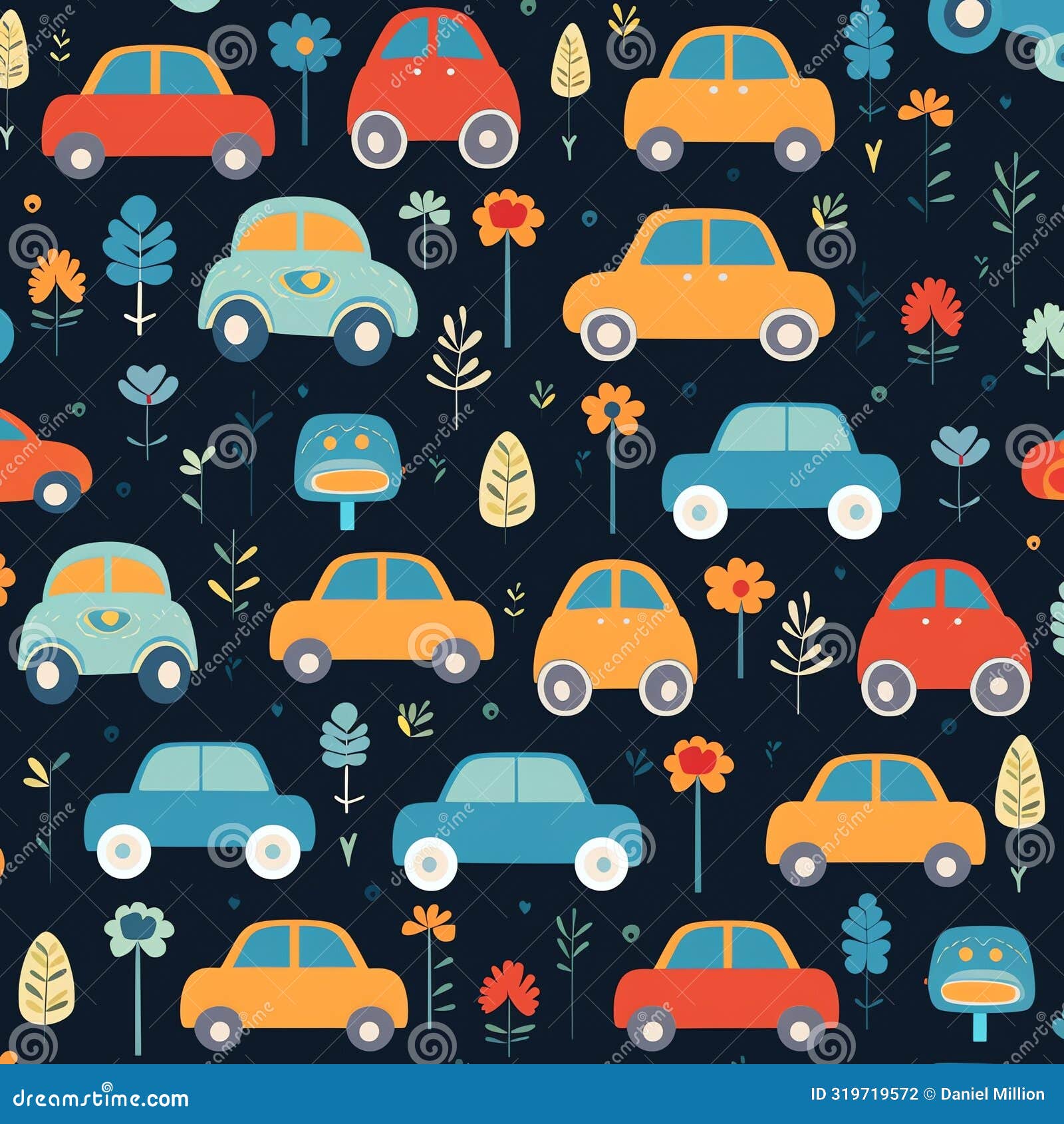 Cute Car Background, Design Seamless Pattern, for Nursery Backdrop ...