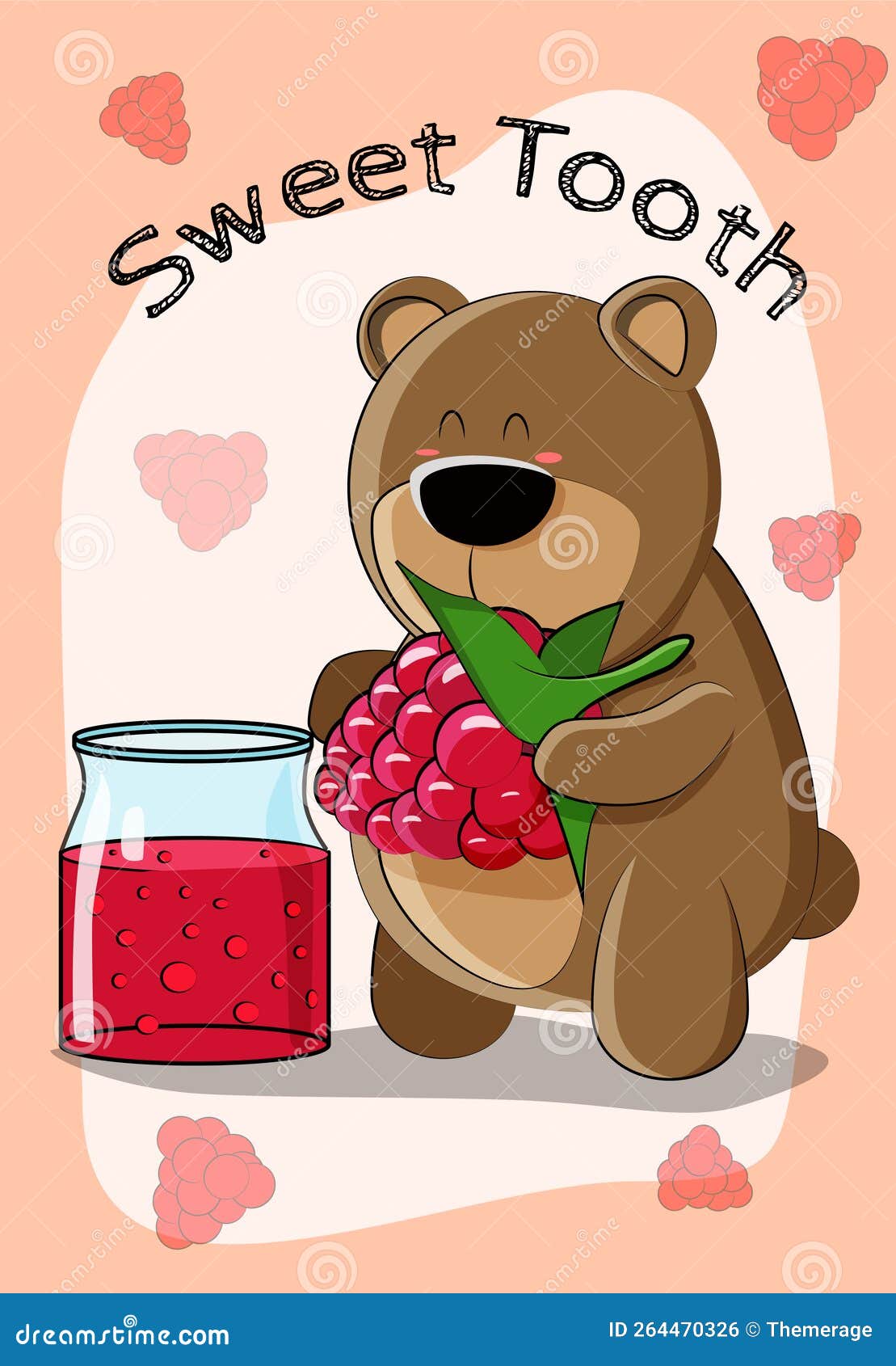 Cute Card with a Bear with a Sweet Tooth and a Jar of Raspberry Jam ...