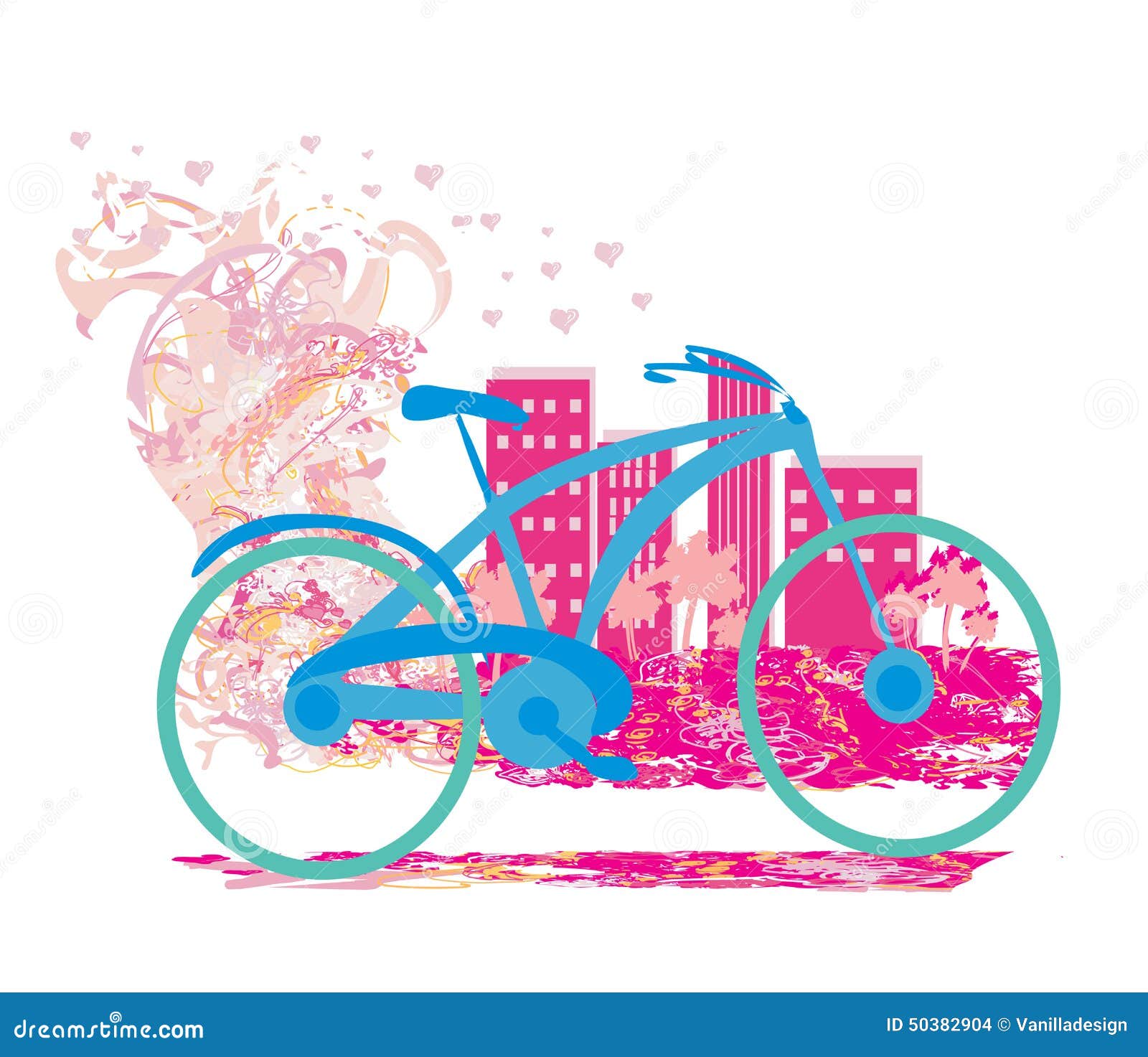Cute card with bike. stock vector. Illustration of cute - 50382904