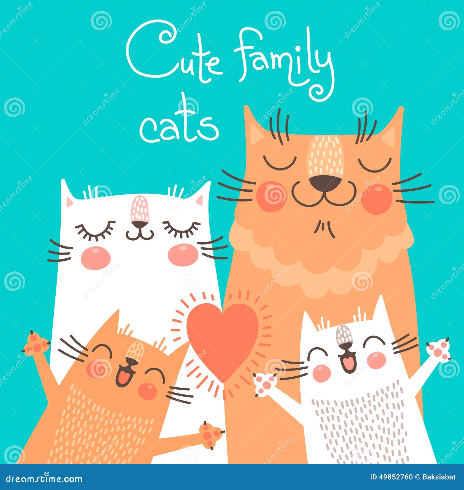 Family Cats Cartoon Coloring Page For Kids Vector Illustration ...