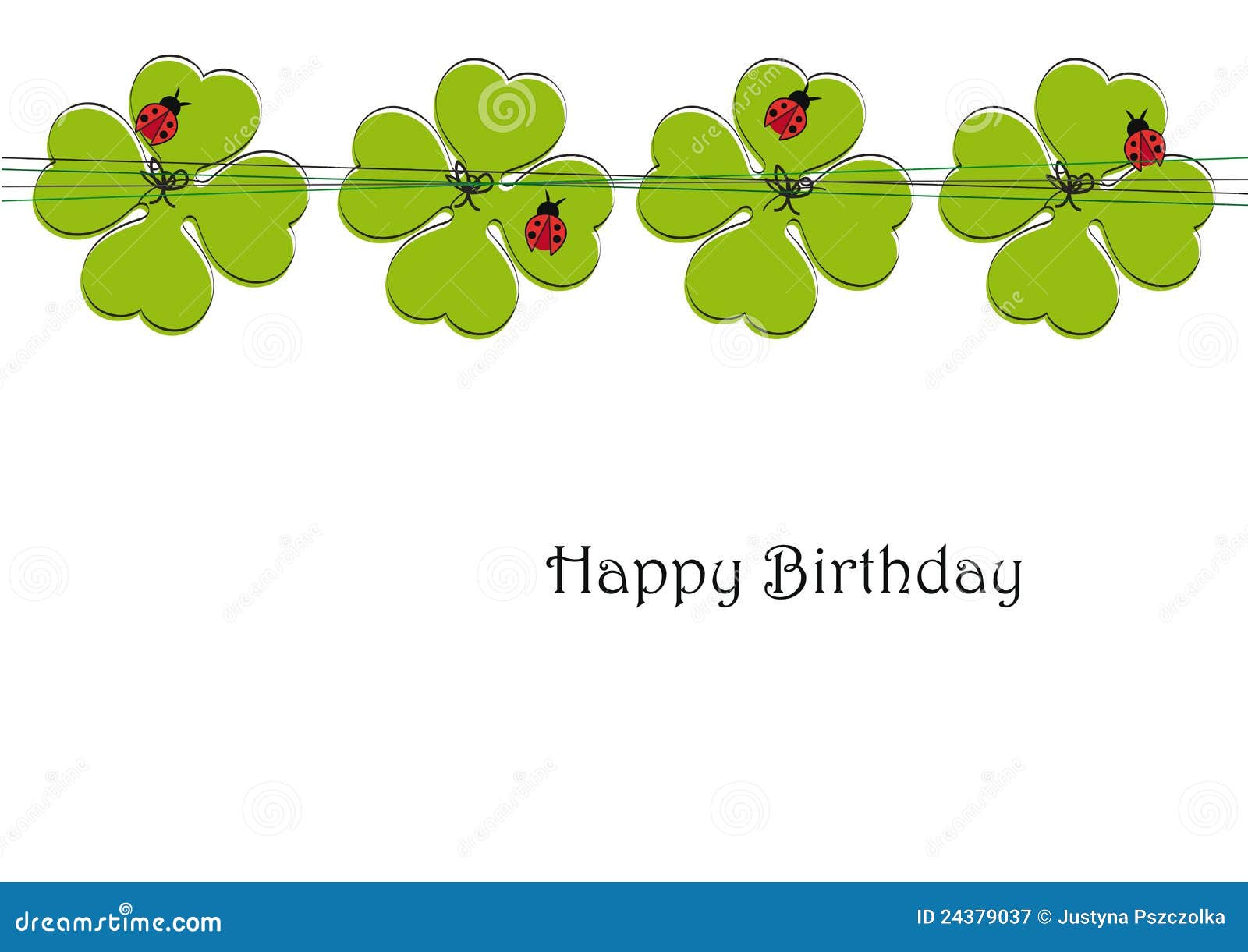 Cute Card with Four-leaf Clover Stock Vector - Illustration of birth ...