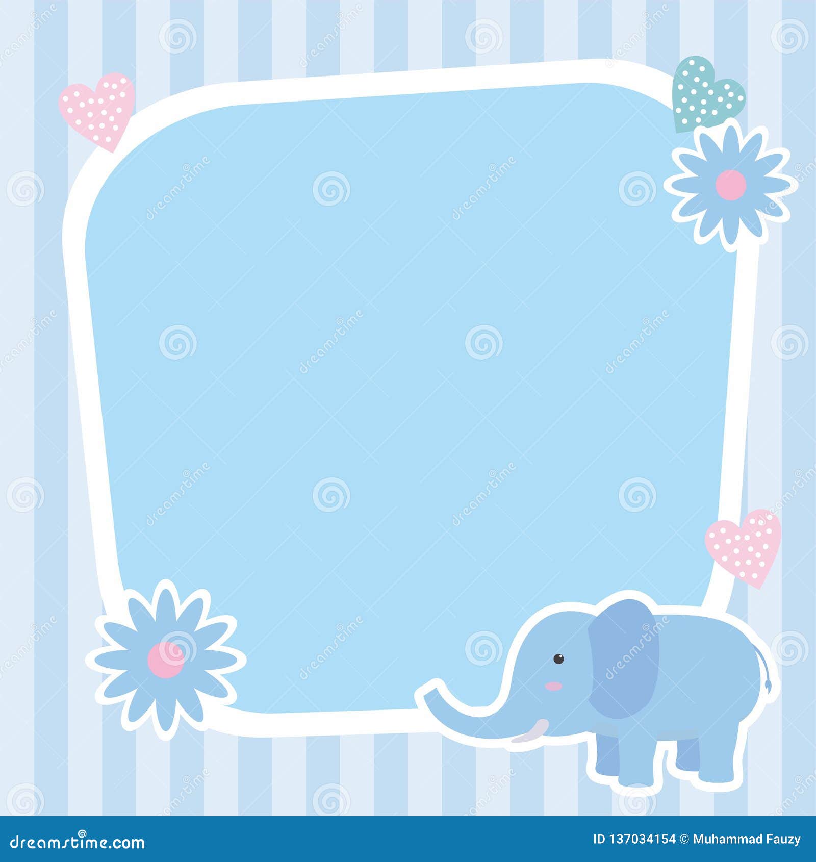 Cute Card Frame Design with Elephant Vector Stock Vector - Illustration ...