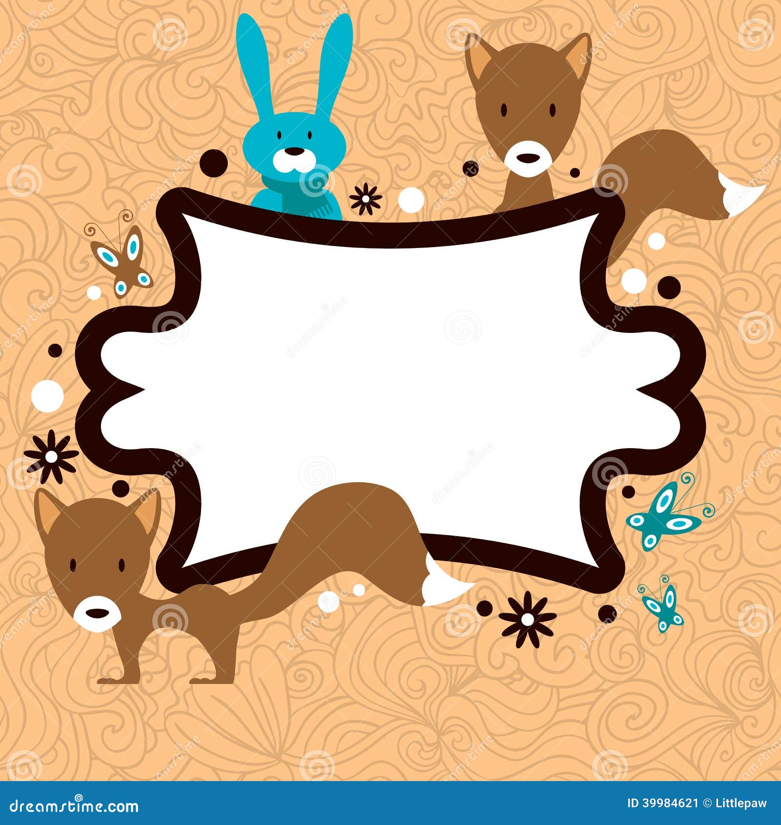 Cute Card Template with Adorable Wild Animals Stock Vector ...