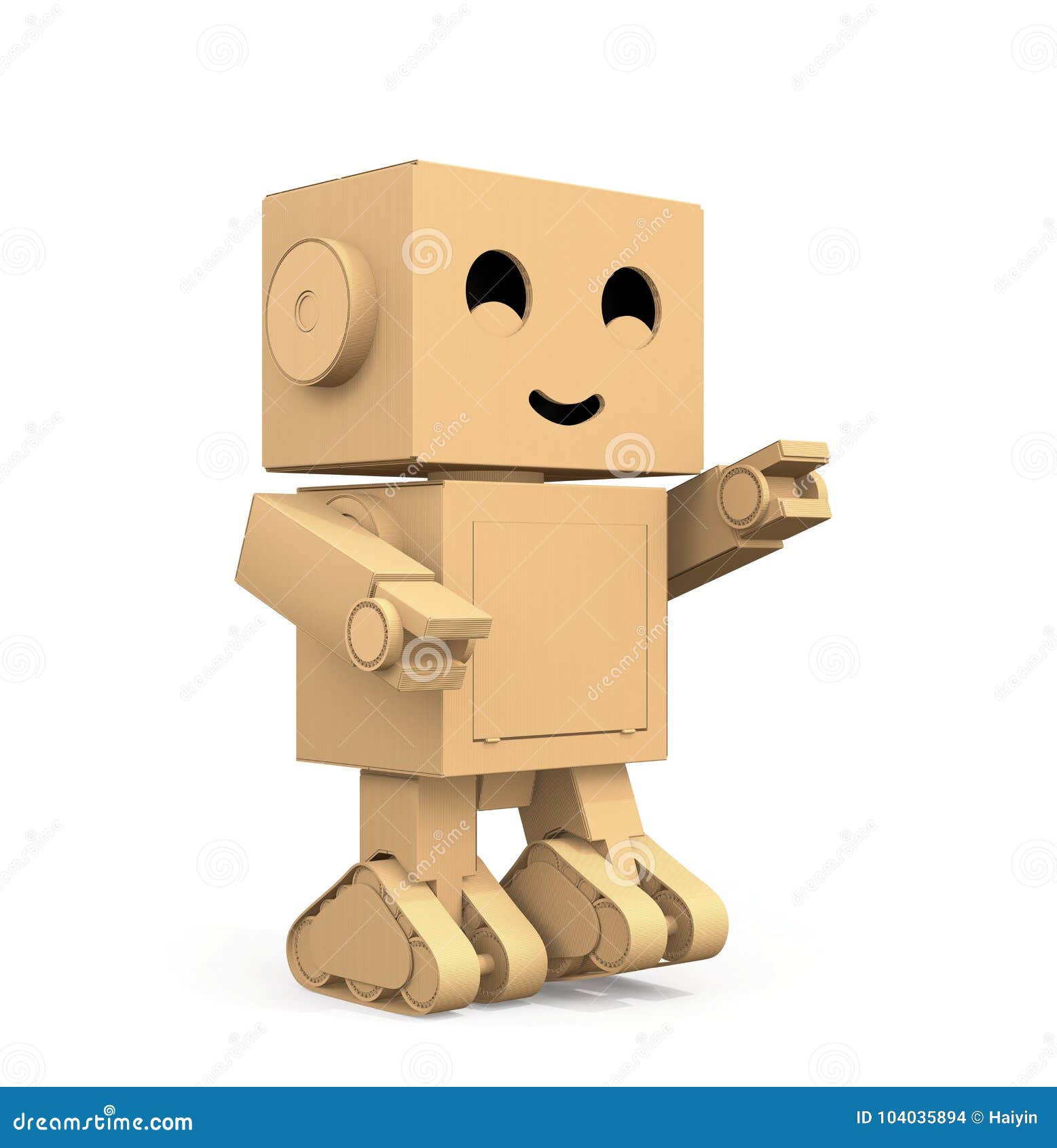 Cardboard Robot With Cylinder-Conic Head And Pipes Mouth And Angry Eyes ...