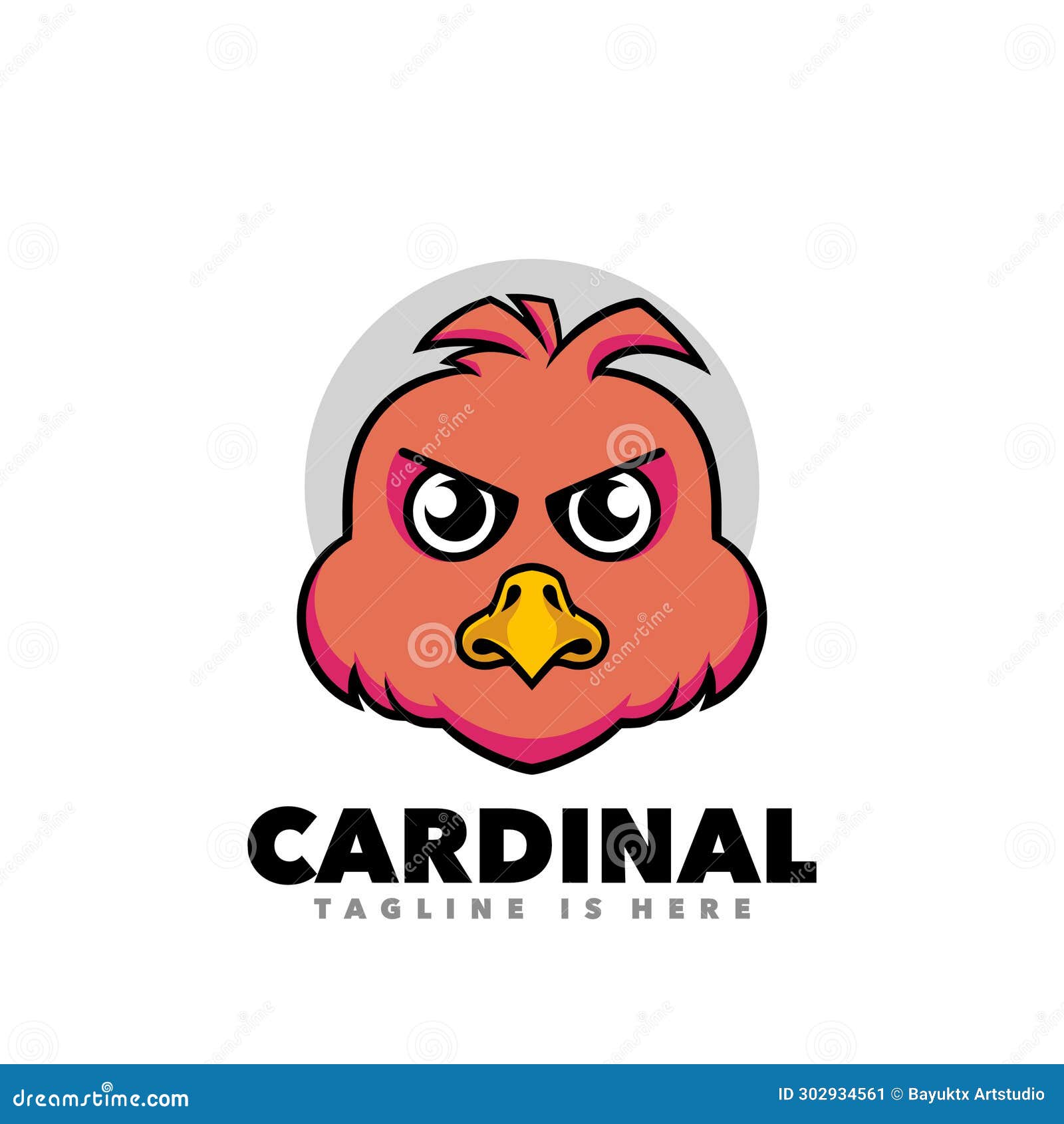 Cute Cardinal Angry Head Mascot Logo Illustration Stock Illustration ...