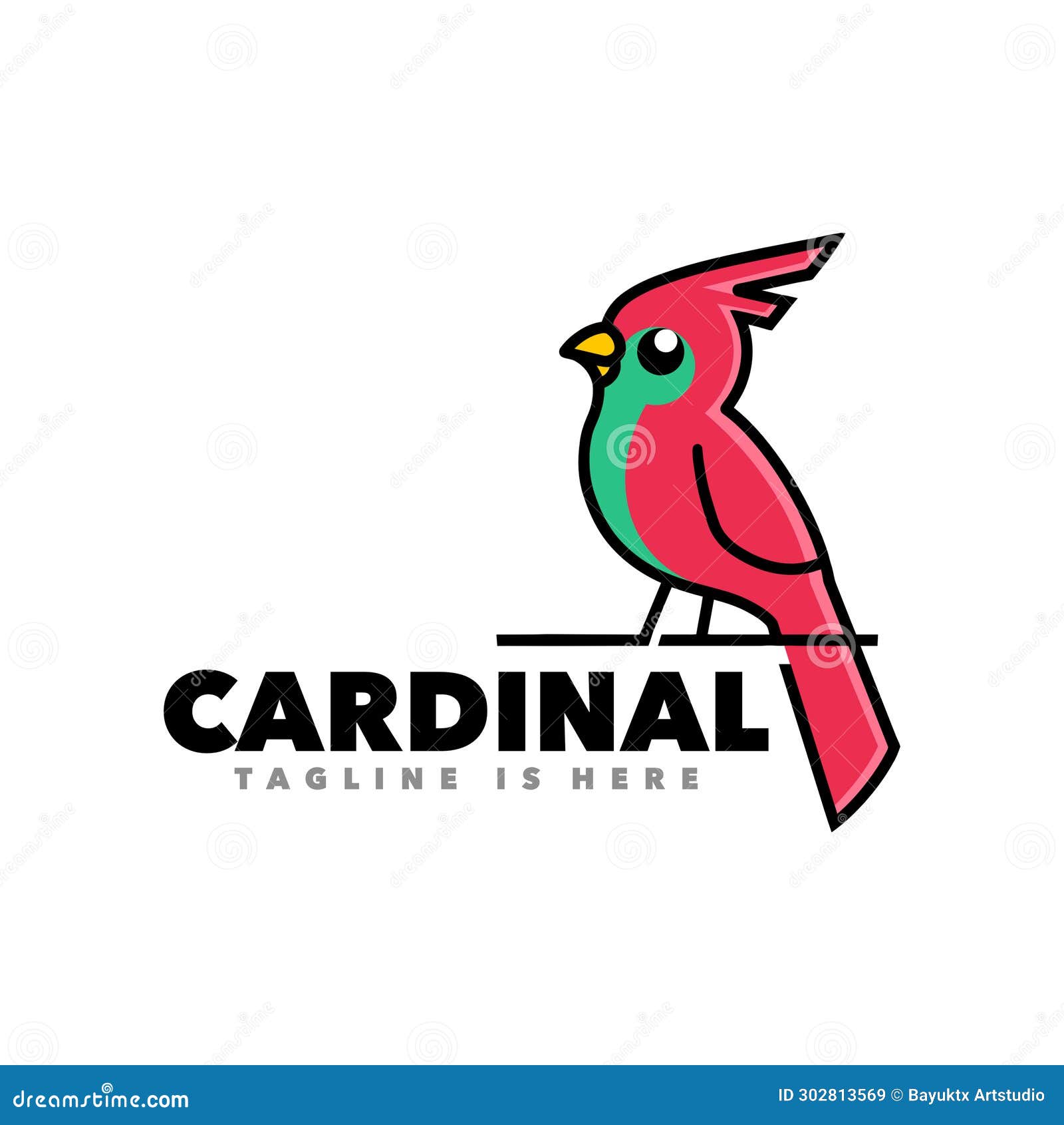 Cute Cardinal Simple Mascot Logo Stock Vector - Illustration of ...