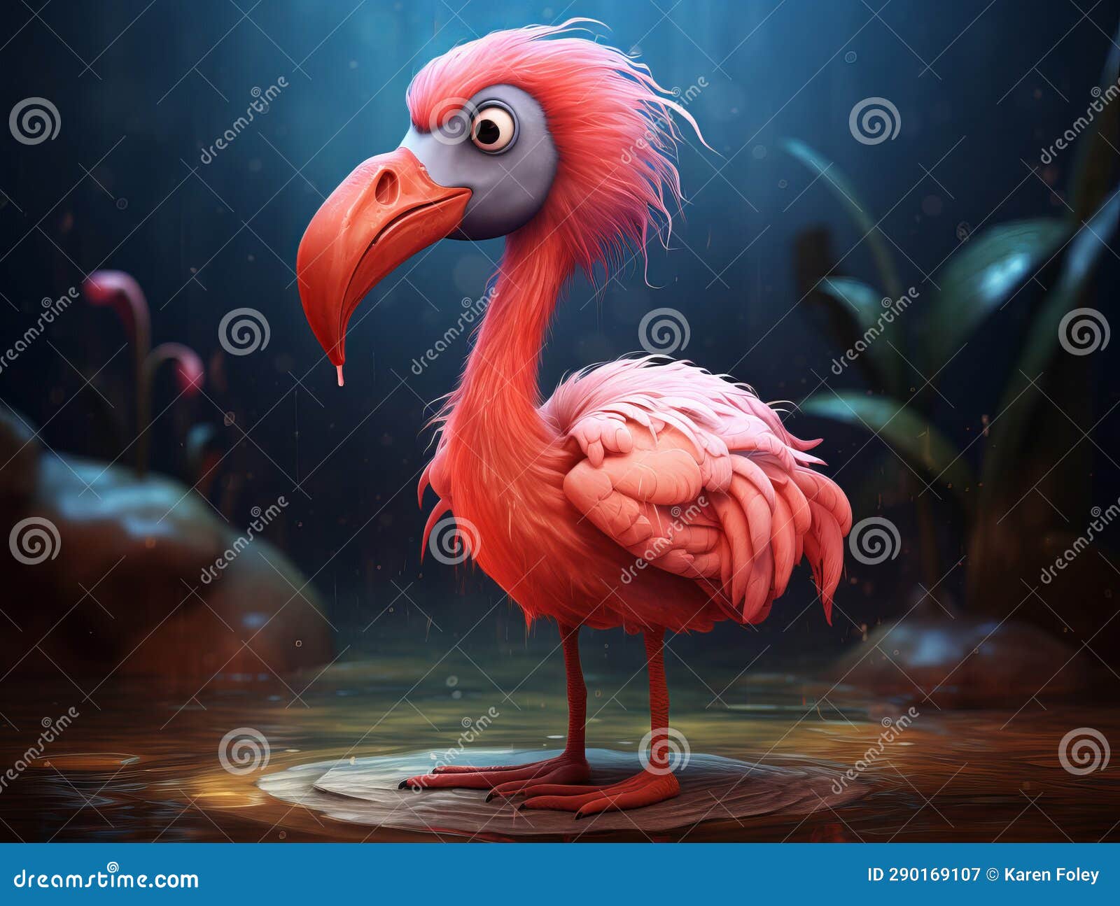 Cute flamingo caricature stock illustration. Illustration of dodo ...