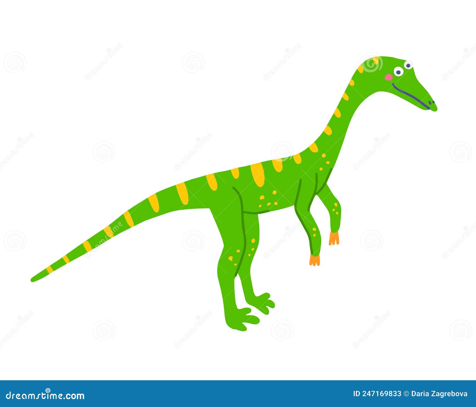 Cute Carnivorous Dinosaur Compsognathus, Vector Flat Illustration In ...