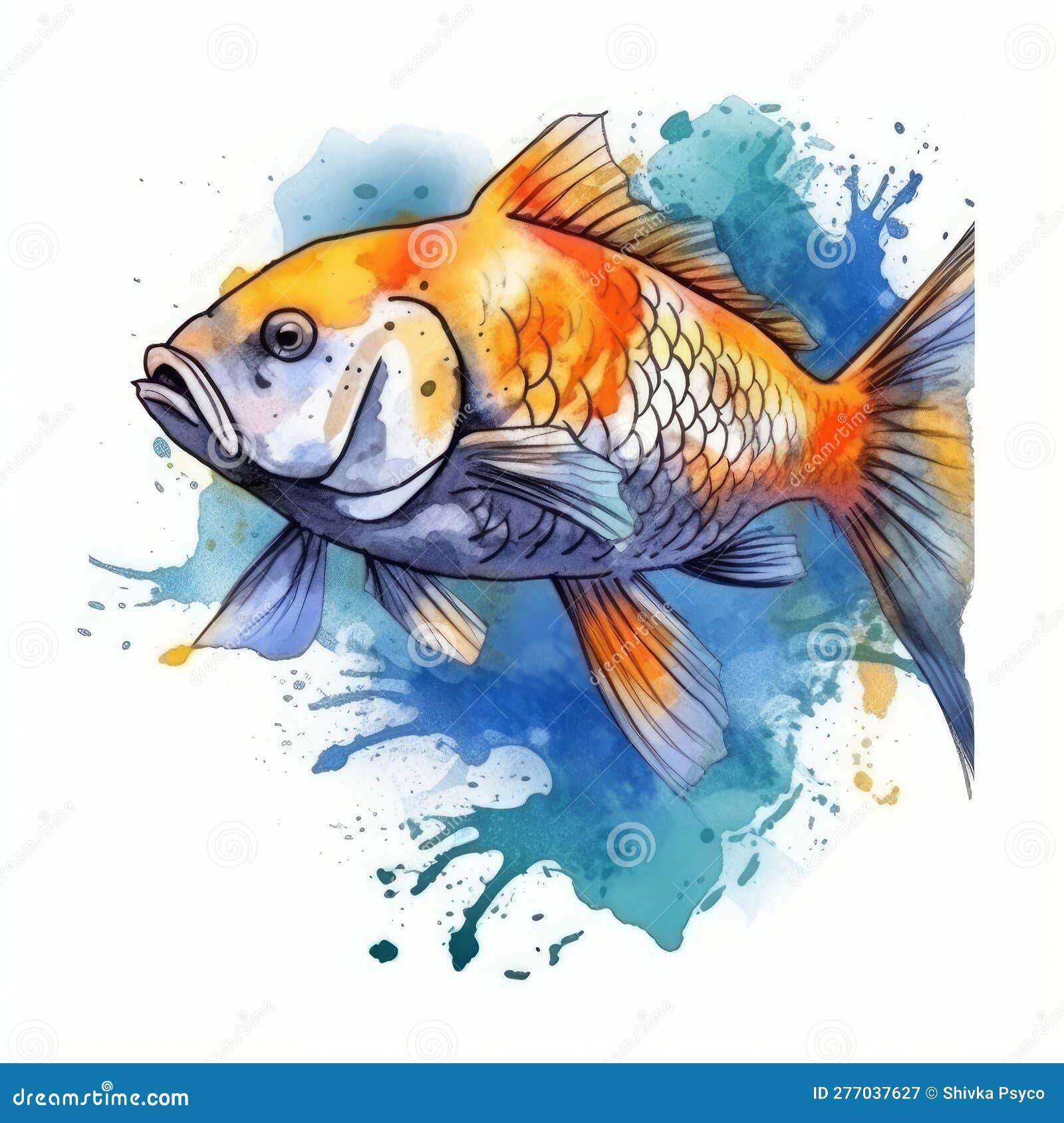 Cute Carp Fish Logo Generative AI Stock Illustration - Illustration of ...