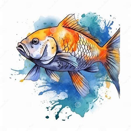Cute Carp Fish Logo Generative AI Stock Illustration - Illustration of ...