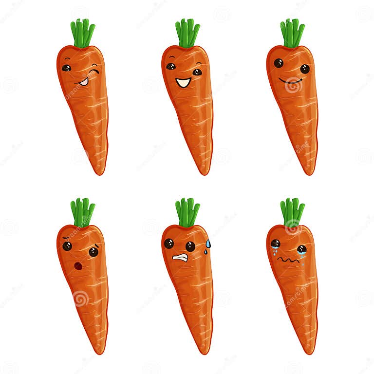 Cute Carrot Cartoon Characters Illustration Carrot Mascot Vector Stock
