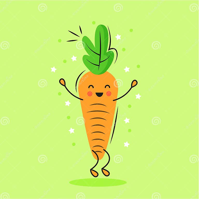 Cute Carrot Cartoon Character Vector Vector Stock Vector