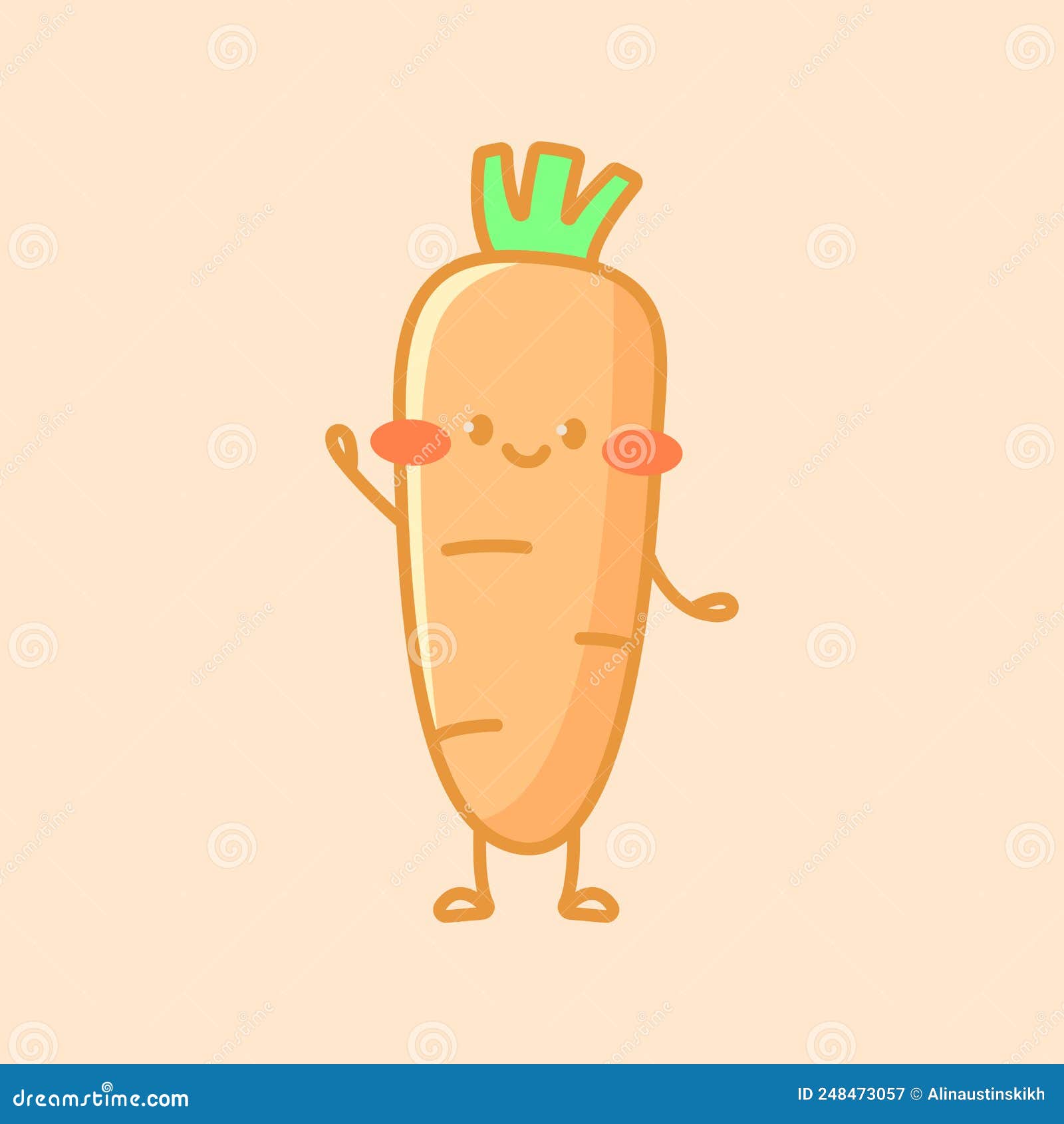 Cute Carrot Character Cartoon Vector Isolated Illustration Stock