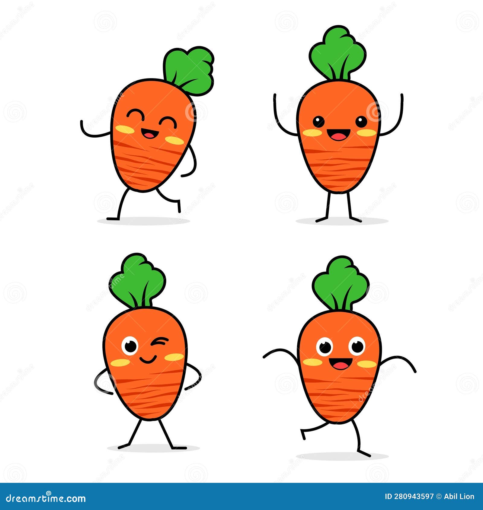 Cute Carrot Character Vector Illustration Stock Vector - Illustration ...