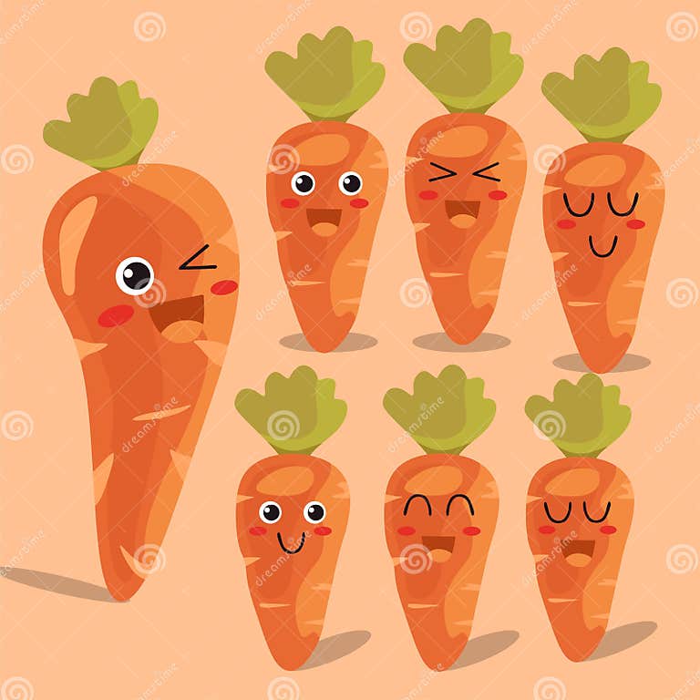 Cute Carrot Characters Vector Set Stock Illustration Illustration Of