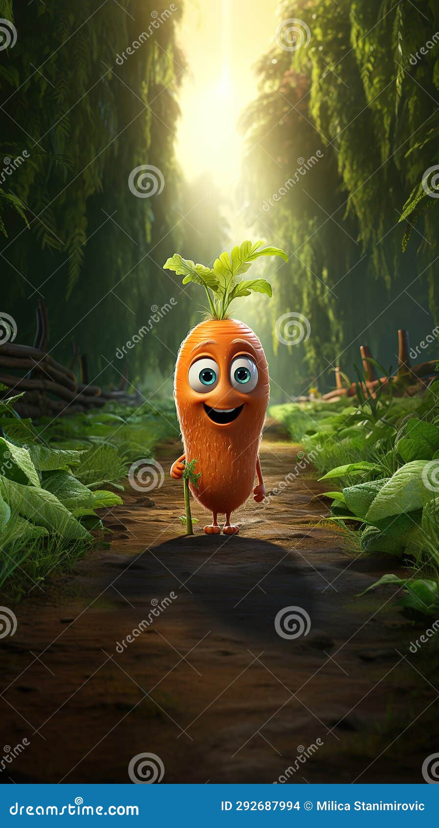 Cute Carrot with a Playful Smile and Bright Eyes Stock Illustration ...