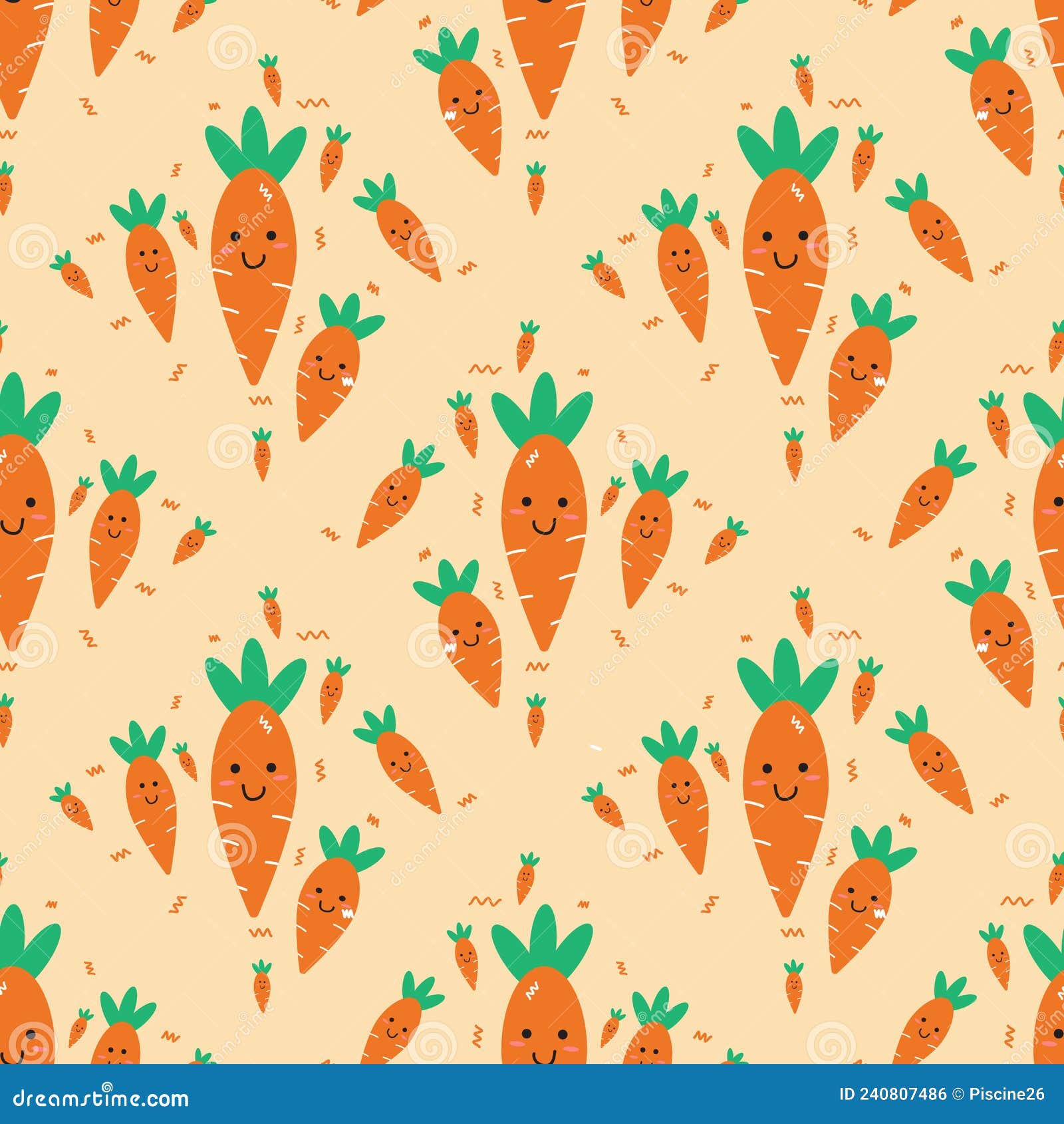 Cute Carrot Seamless Background for Fabric Pattern Stock Illustration ...