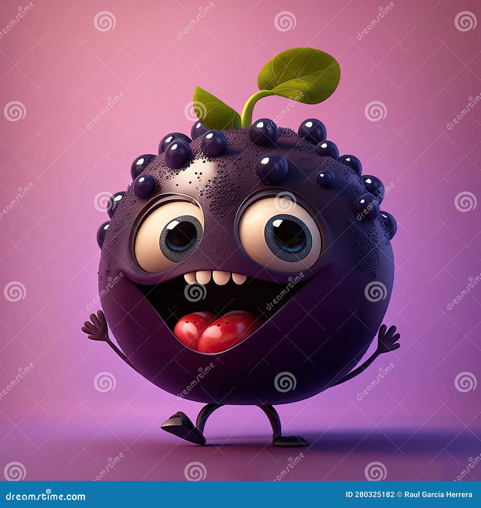 Cute Cartoon Acai Berry Character. Generative Ai Stock Illustration ...
