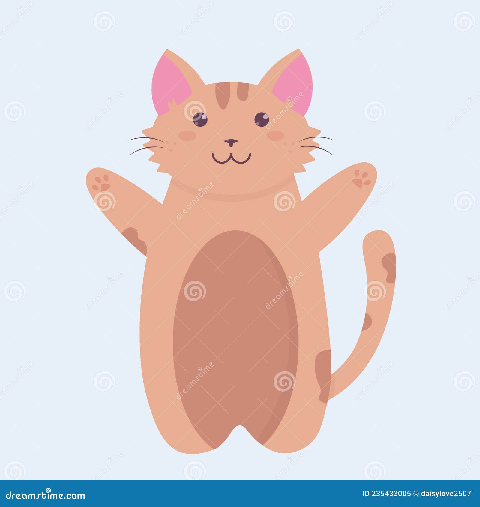A Cute Cartoon Adorable Brown Cat Art Stock Vector - Illustration of ...