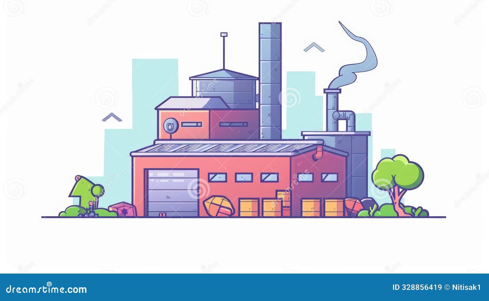 A Cute Cartoon of an AIdriven Futuristic Smart Recycling Plant Stock ...