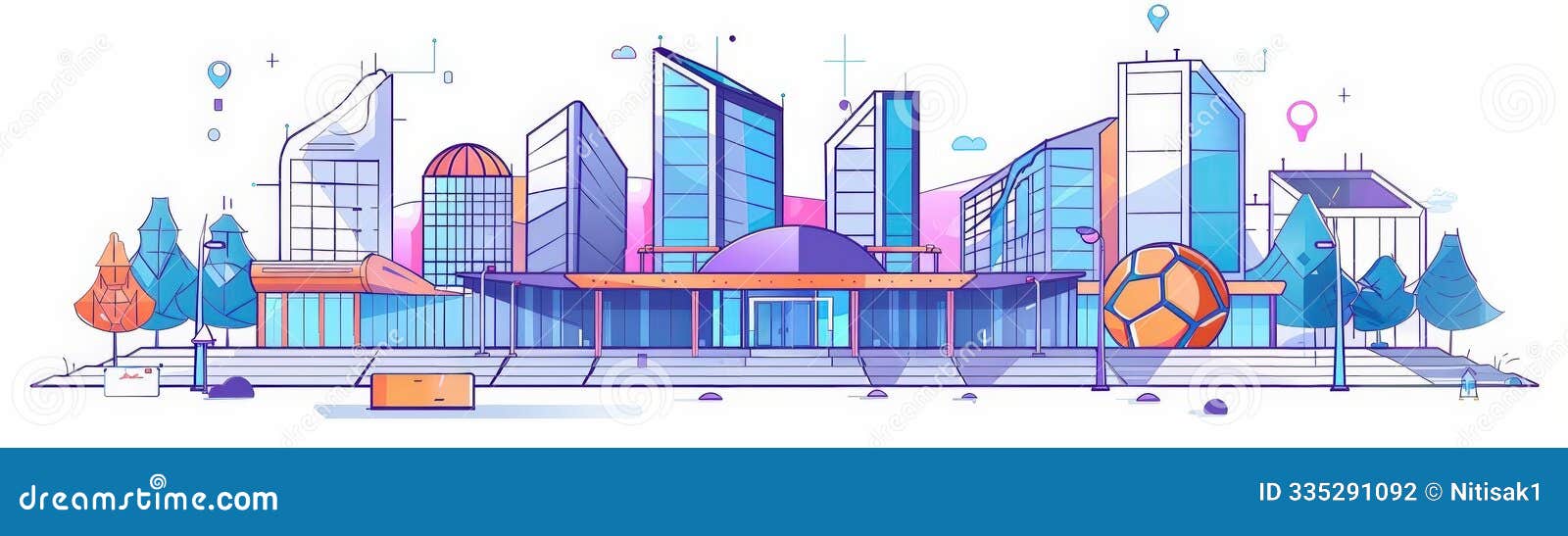 A Cute Cartoon of an AIdriven Smart Urban Sports Complex Stock ...