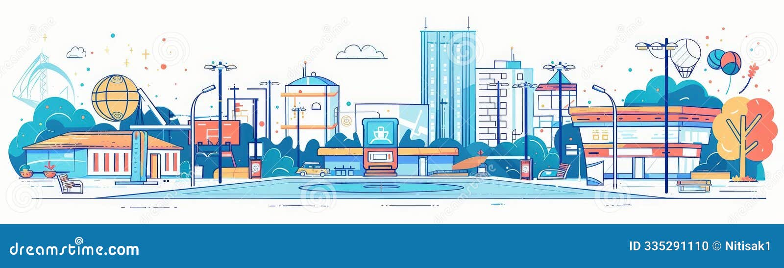 A Cute Cartoon of an AIdriven Smart Urban Sports Complex Stock ...