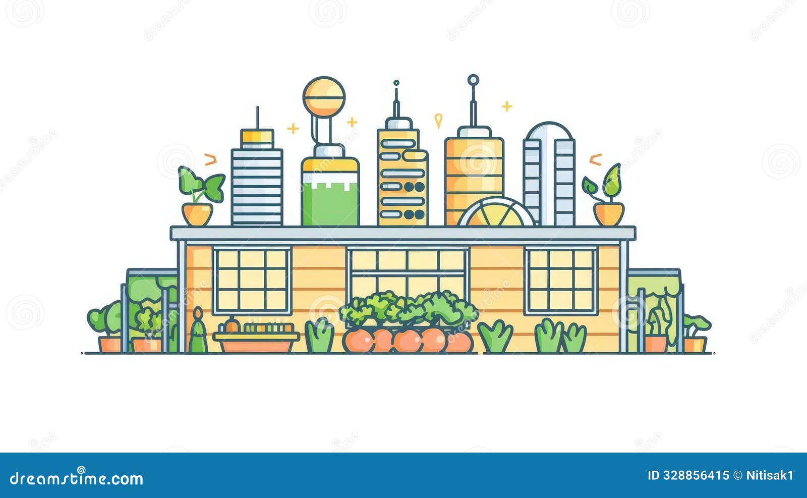 Rooftop Farm Concept Icon Cartoon Vector | CartoonDealer.com #198862943