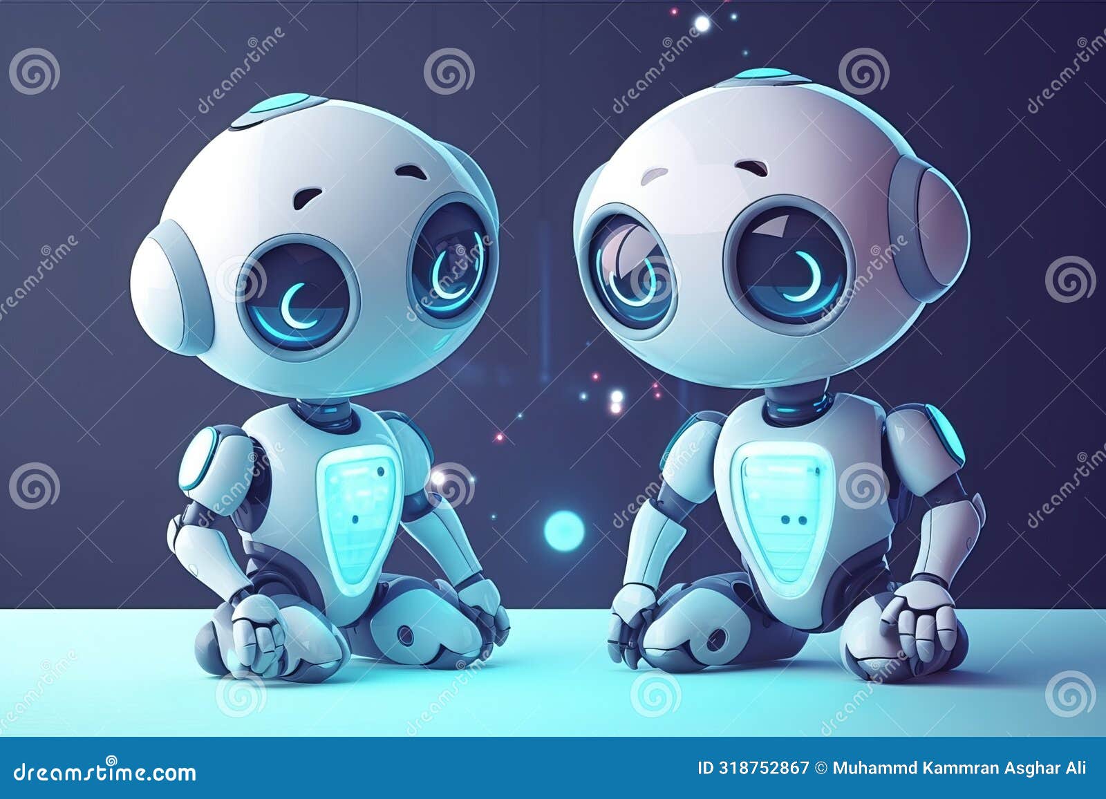 Cute Cartoon AI Robot Chatbots Working, Generative AI Stock ...