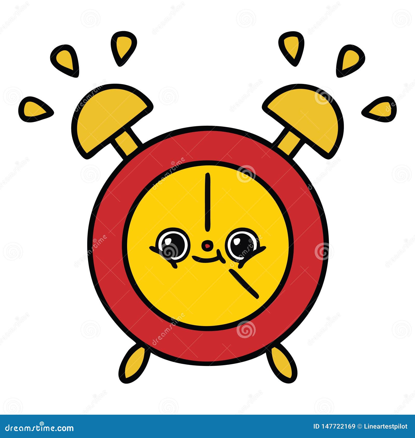 Cute cartoon alarm clock stock vector. Illustration of drawing - 147722169