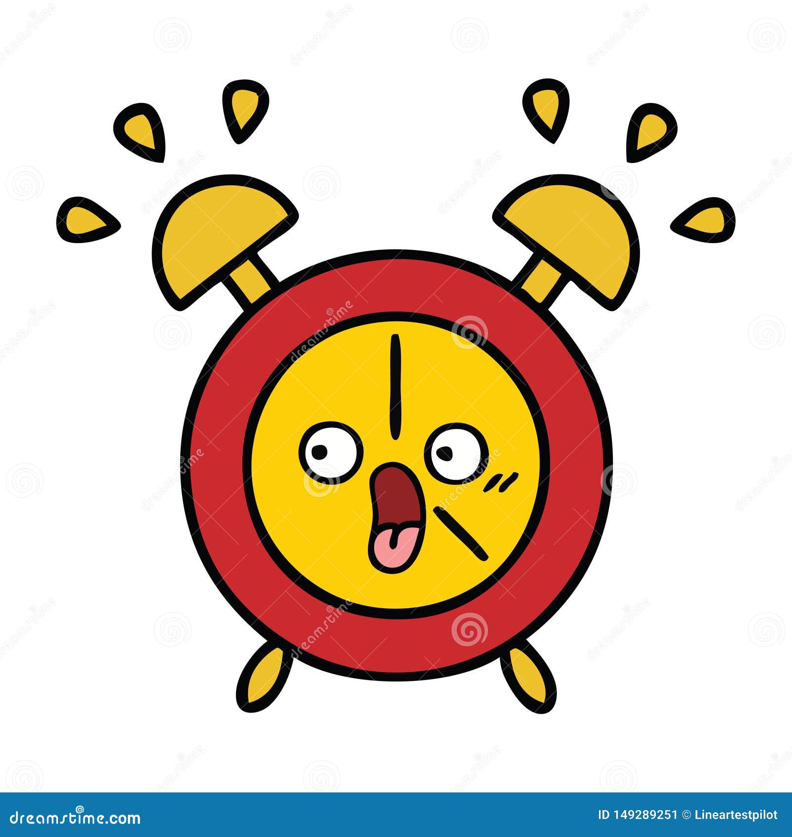 Cute cartoon alarm clock stock vector. Illustration of freehand - 149289251