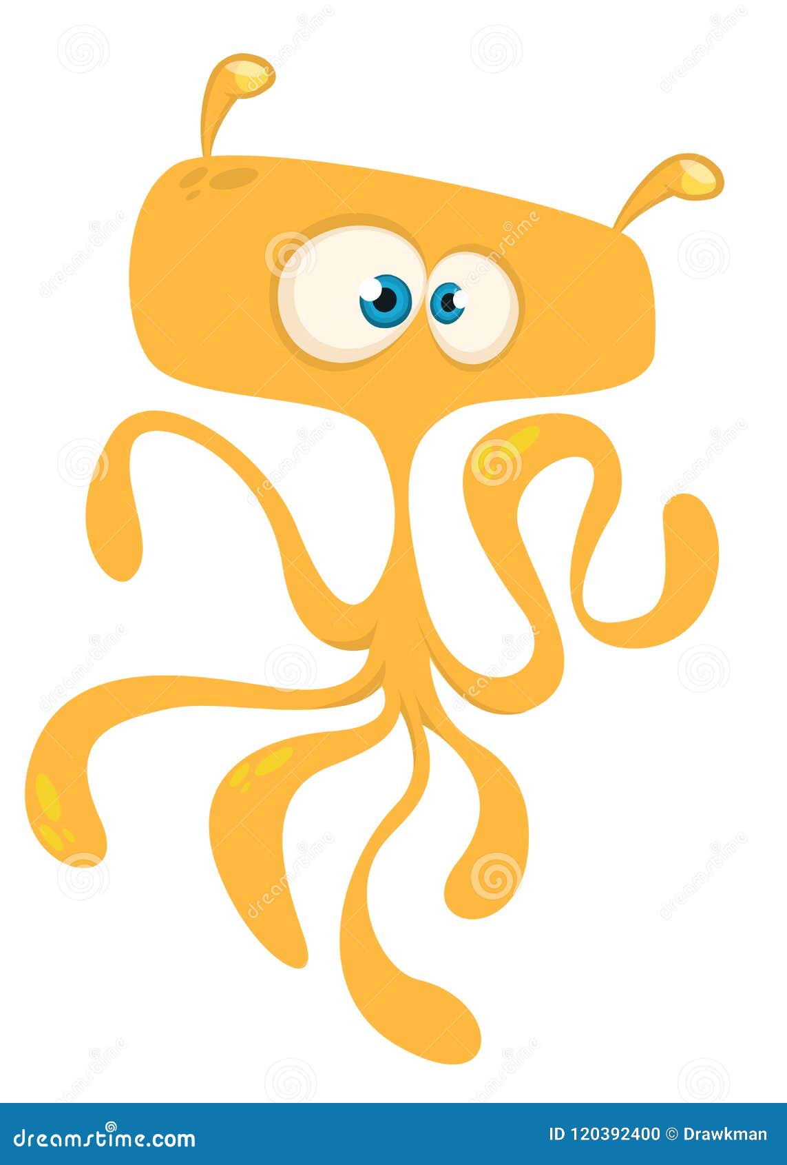 Cute Cartoon Alien or Octopus. Vector Illustration. Stock Vector ...