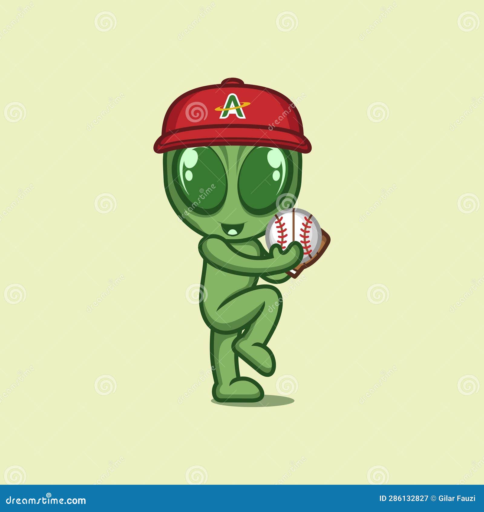 Cute Alien Playing Baseball Stock Vector - Illustration of smile ...