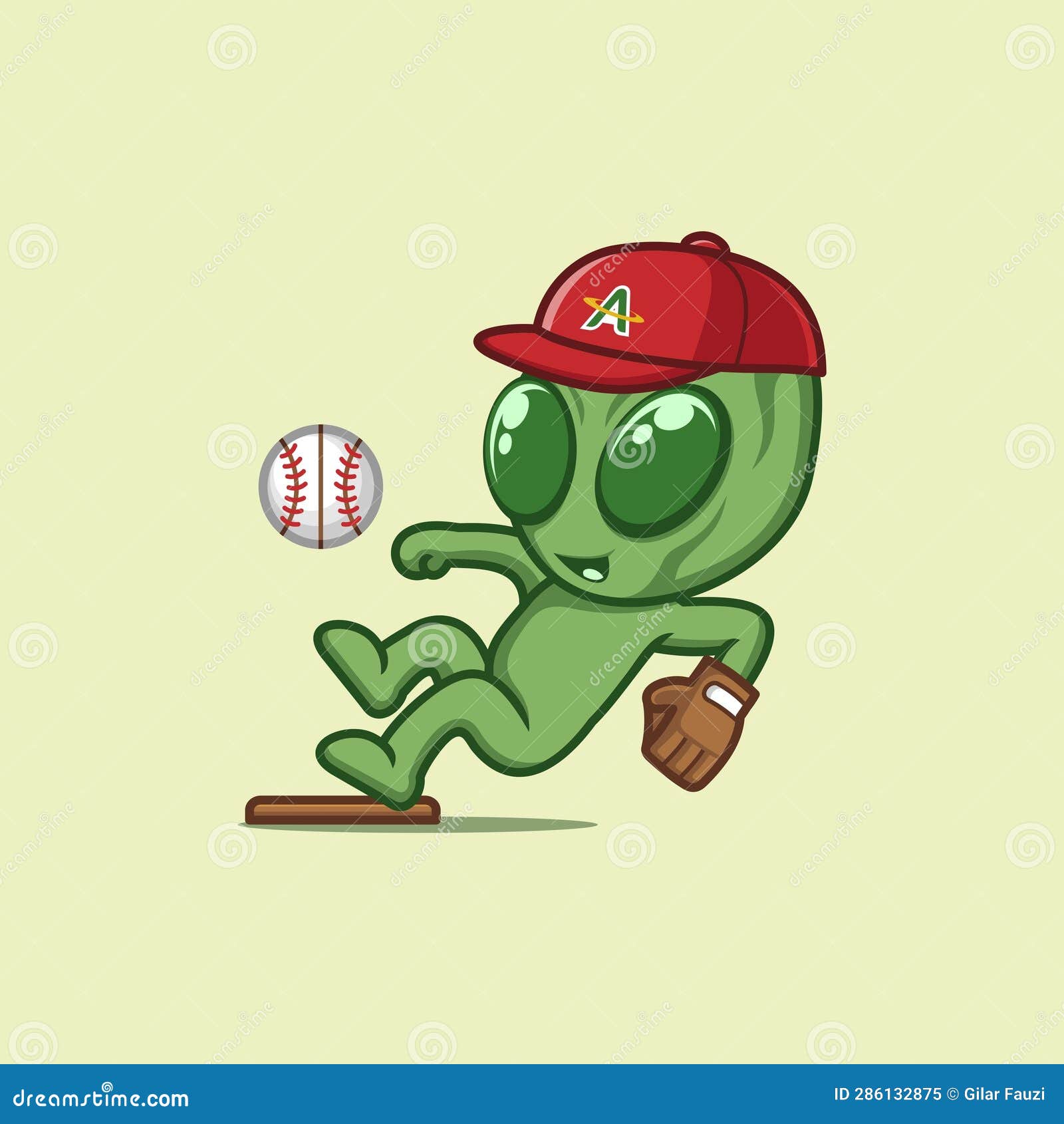 Cute Alien Playing Baseball Stock Vector - Illustration of cartoon ...