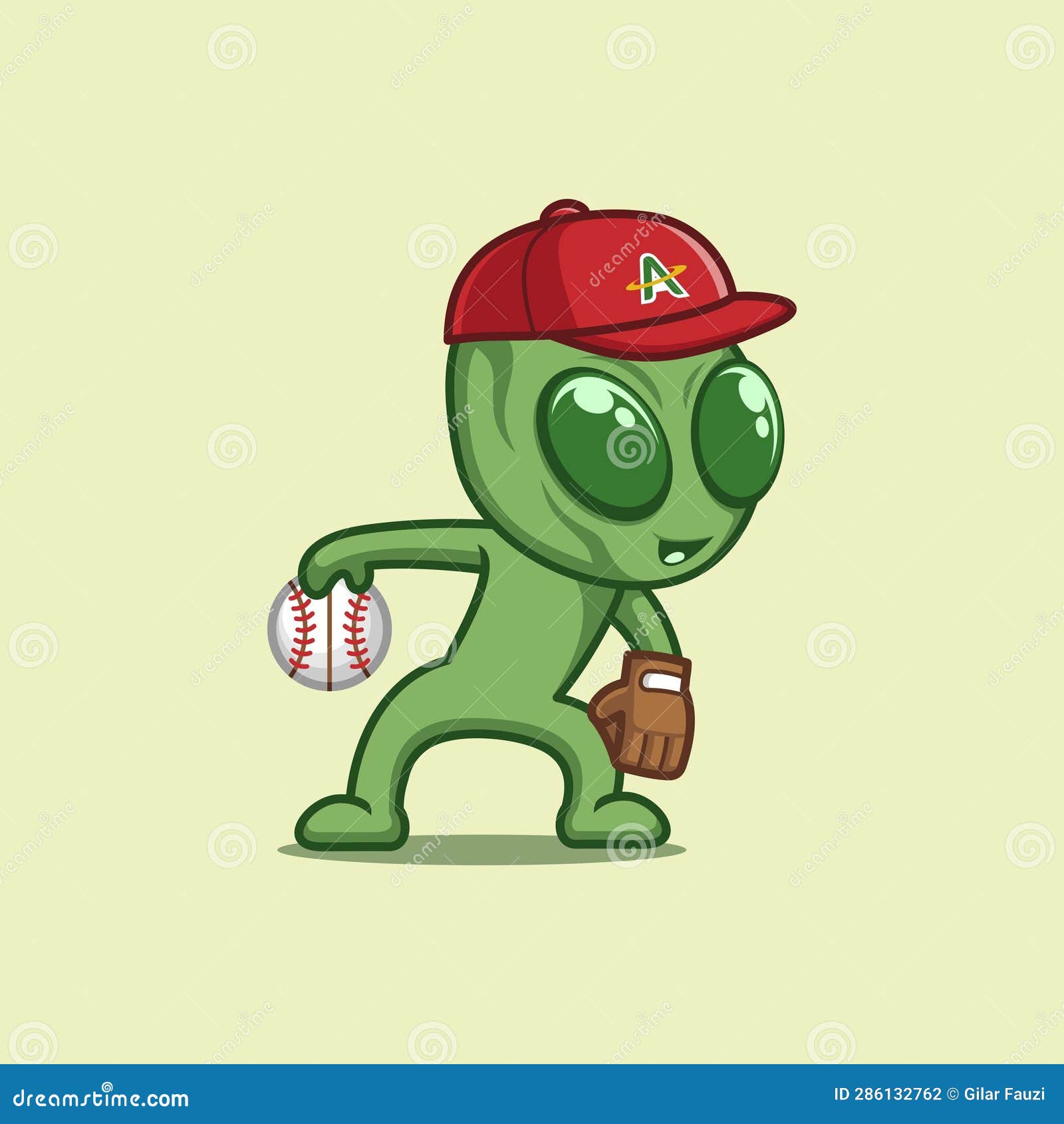 Cute Alien Playing Baseball Stock Vector - Illustration of skating ...