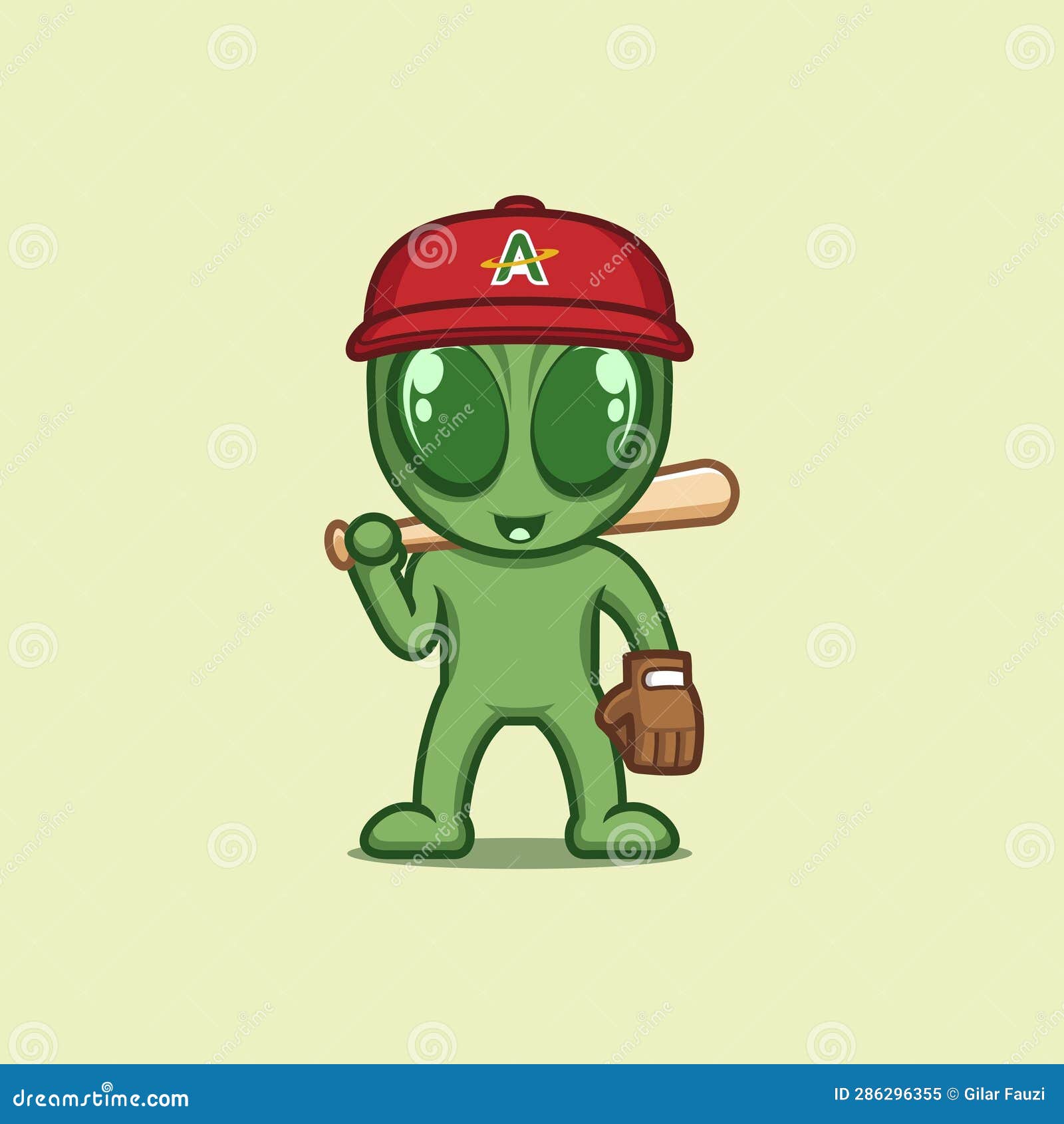Cute Alien Playing Baseball Stock Vector - Illustration of green ...