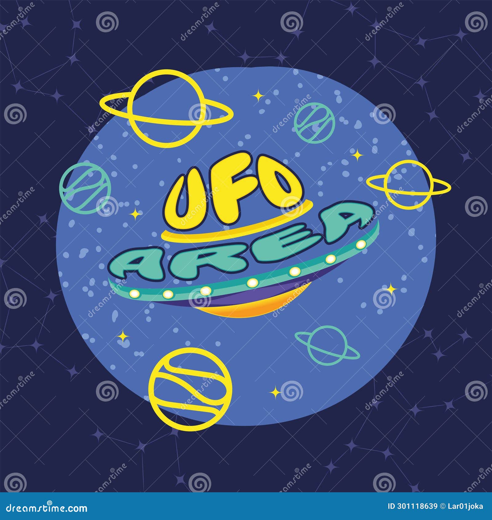 Cute Cartoon Alien UFO Sticker Vector Stock Illustration - Illustration ...