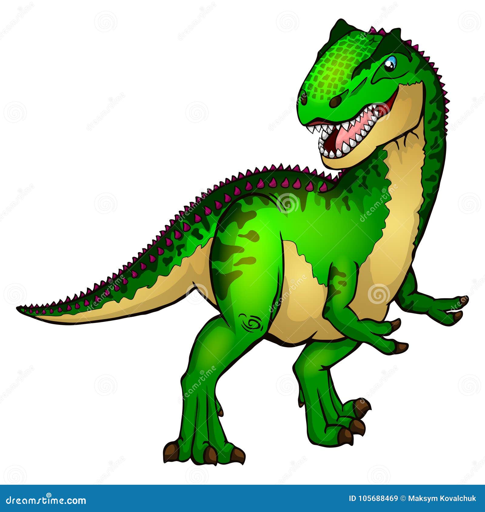 Allosaurus Cute Character Dinosaurs Illustration Cartoon Vector ...