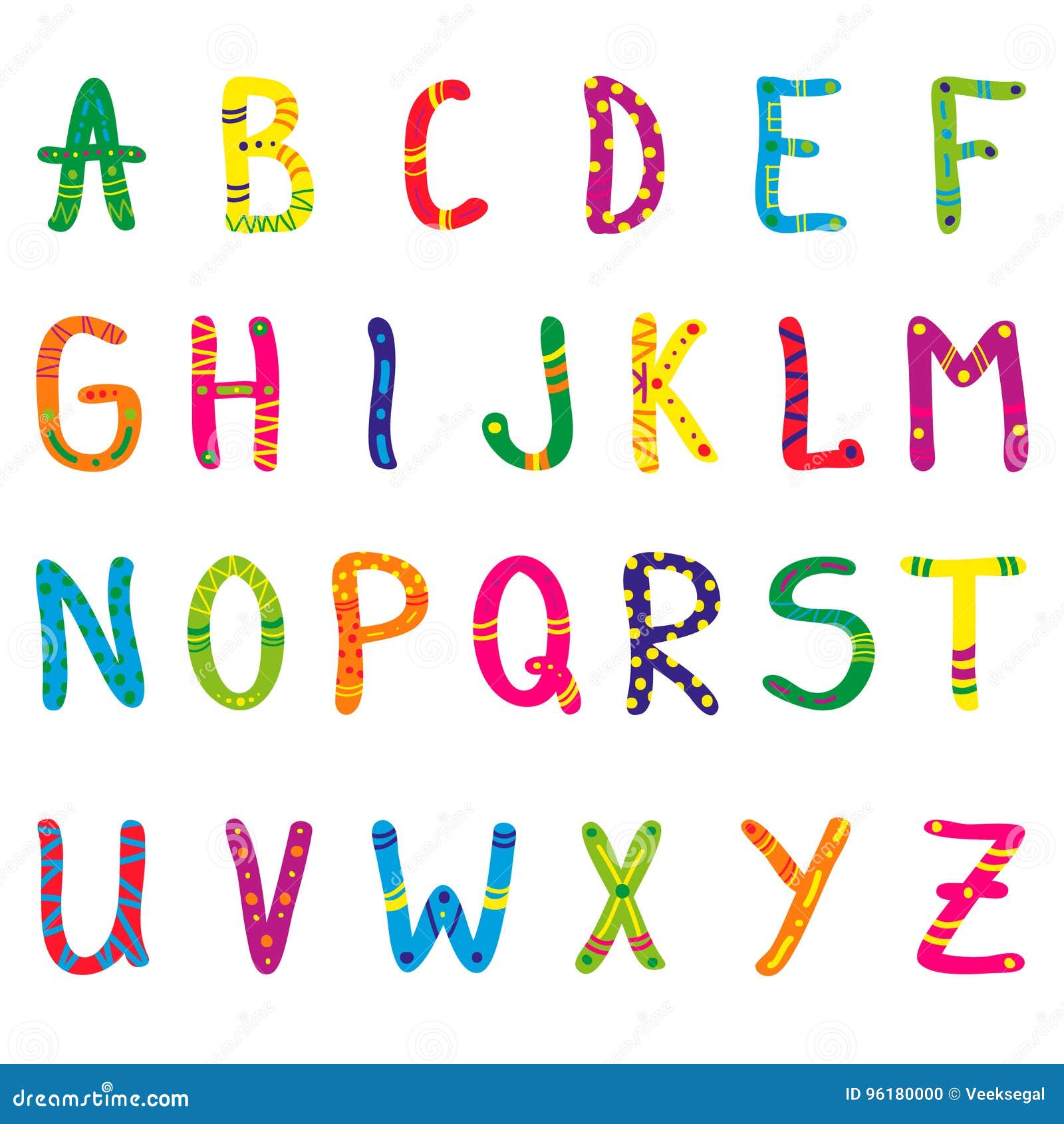 Cute Cartoon Alphabet for Children Stock Vector - Illustration of funky ...