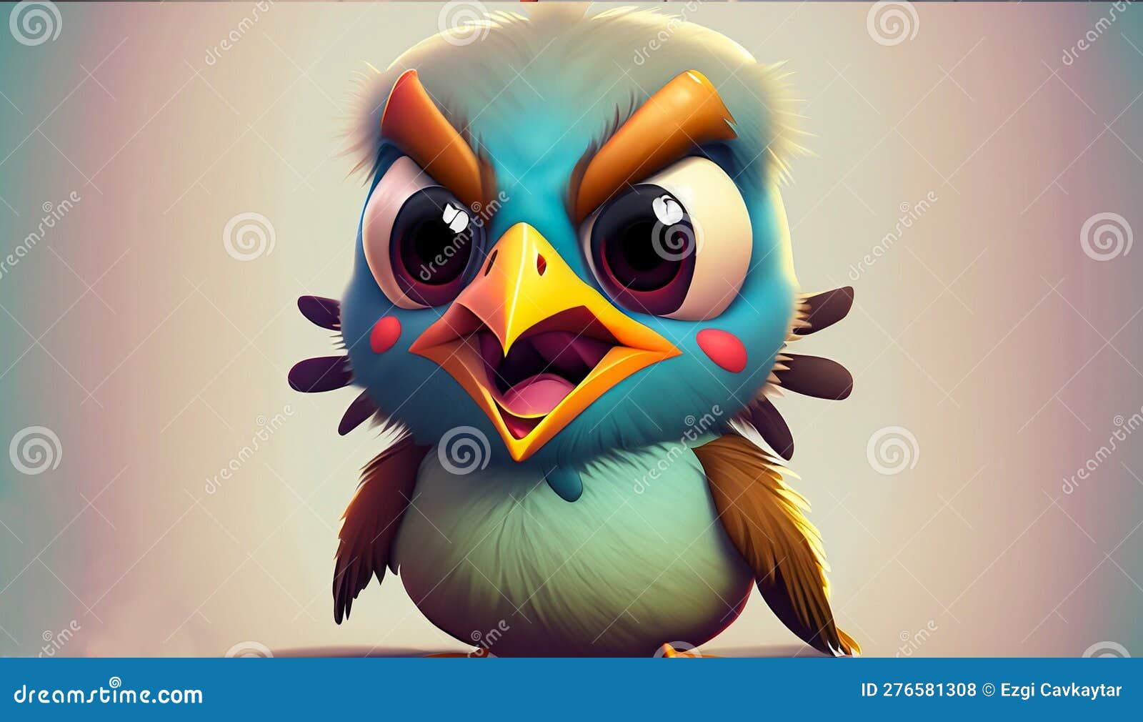 Cute Cartoon Angry Bird Character, Generative Ai Stock Illustration ...